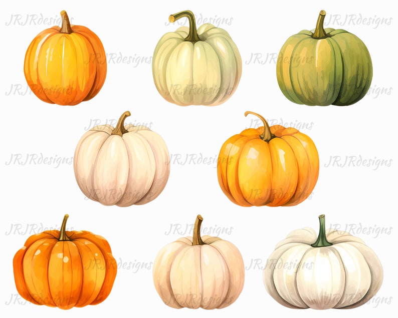 40 Pumpkins Clipart Bundle | 300 DPI | Watercolor | Harvest Season ...