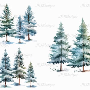 25 Winter Pine Trees Clipart Bundle | Watercolor | 300 DPI | Nature ...