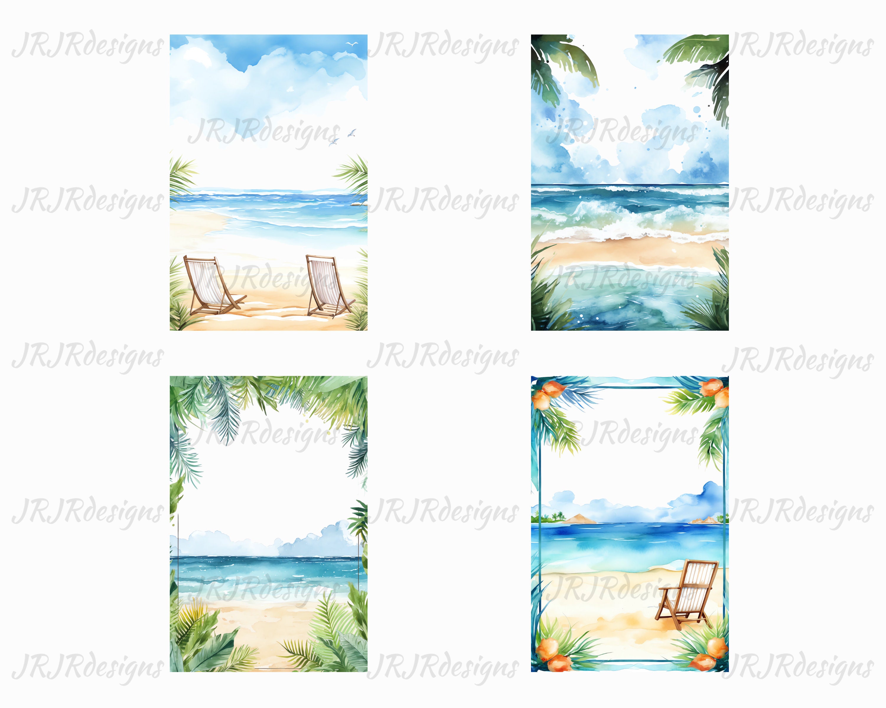 22 Beach Scene Frames Clipart Bundle | Aspect Ratio 2:3 | 300 DPI ...