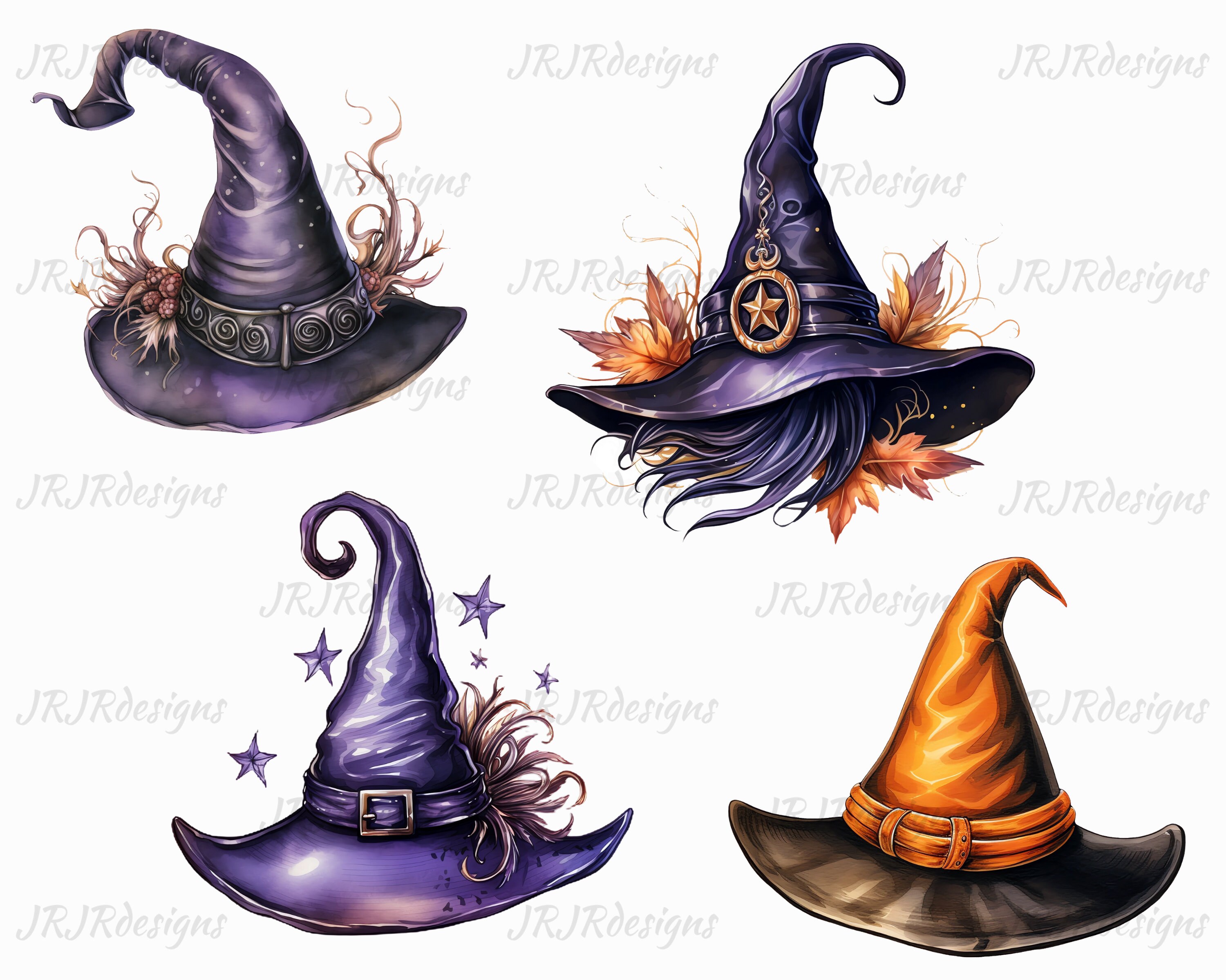 27 Witch Hats Clipart Bundle | 300 DPI | Watercolor | Halloween ...