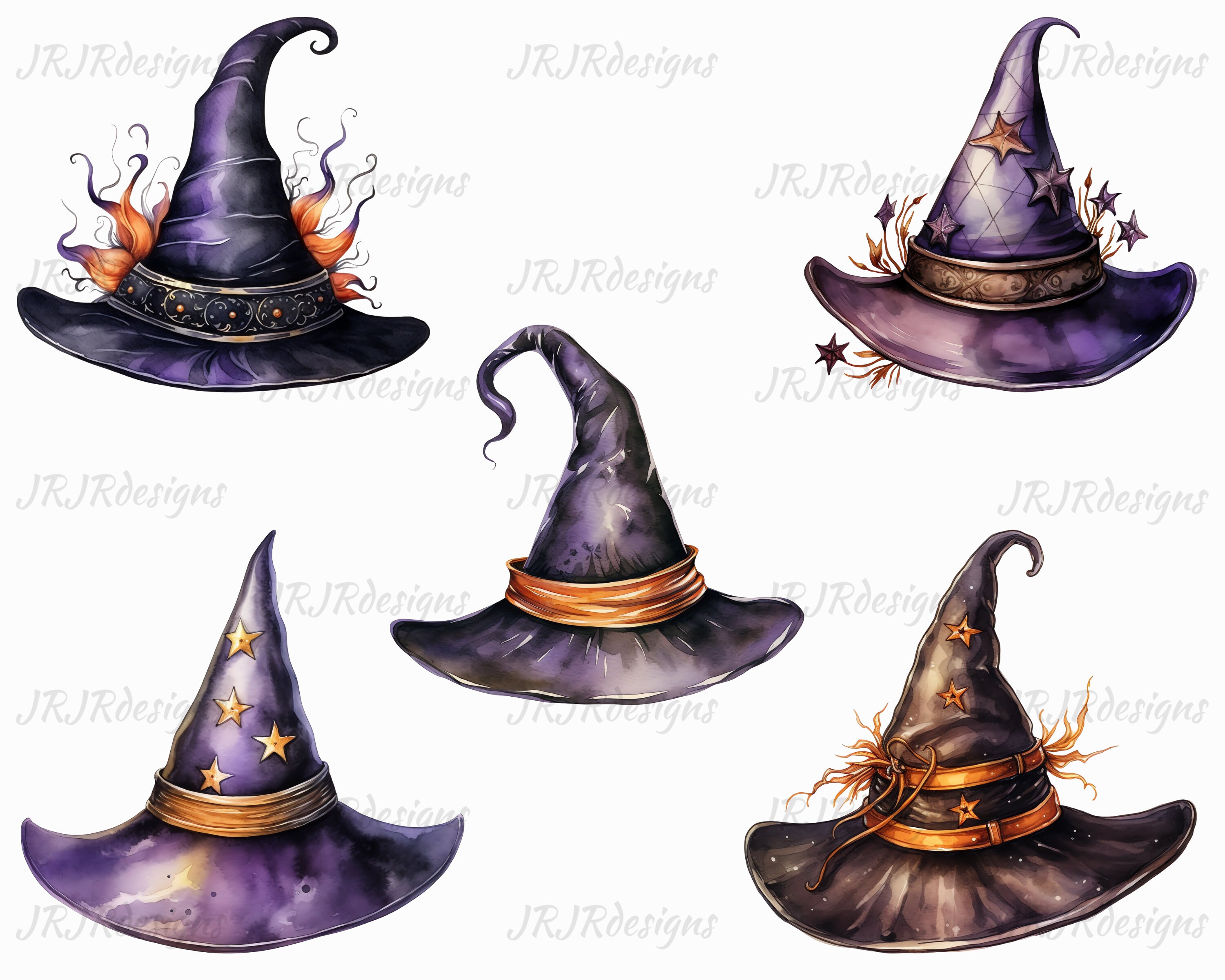 27 Witch Hats Clipart Bundle | 300 DPI | Watercolor | Halloween ...