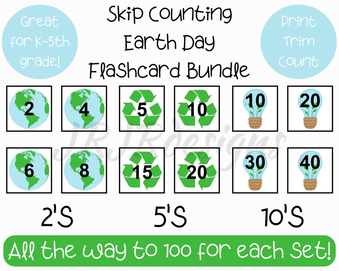 Skip Counting Earth Day Flashcard Bundle | Count by 2's 5's 10's | Math ...