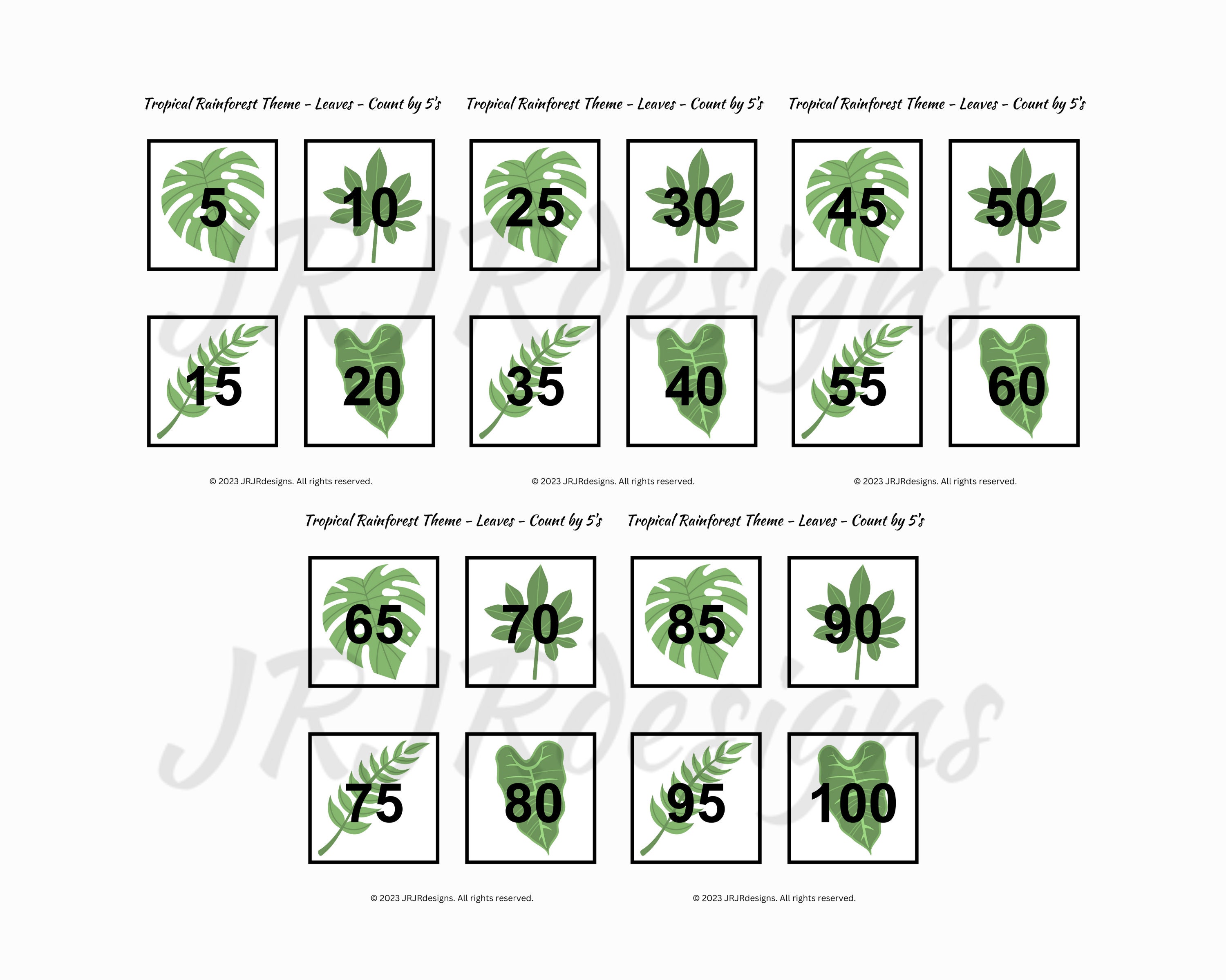 Skip Counting Tropical Rainforest Flashcard Bundle Count by 2's 5's 10 ...