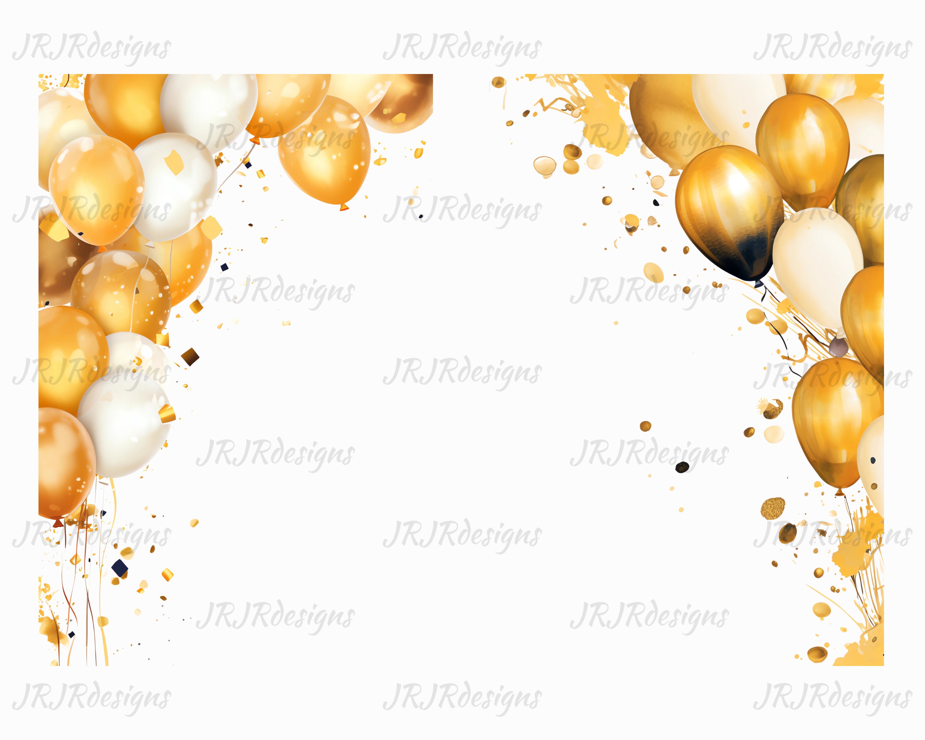 27 New Year Corner Frames Clipart Bundle | Aspect Ratio 2:3 | Balloons ...