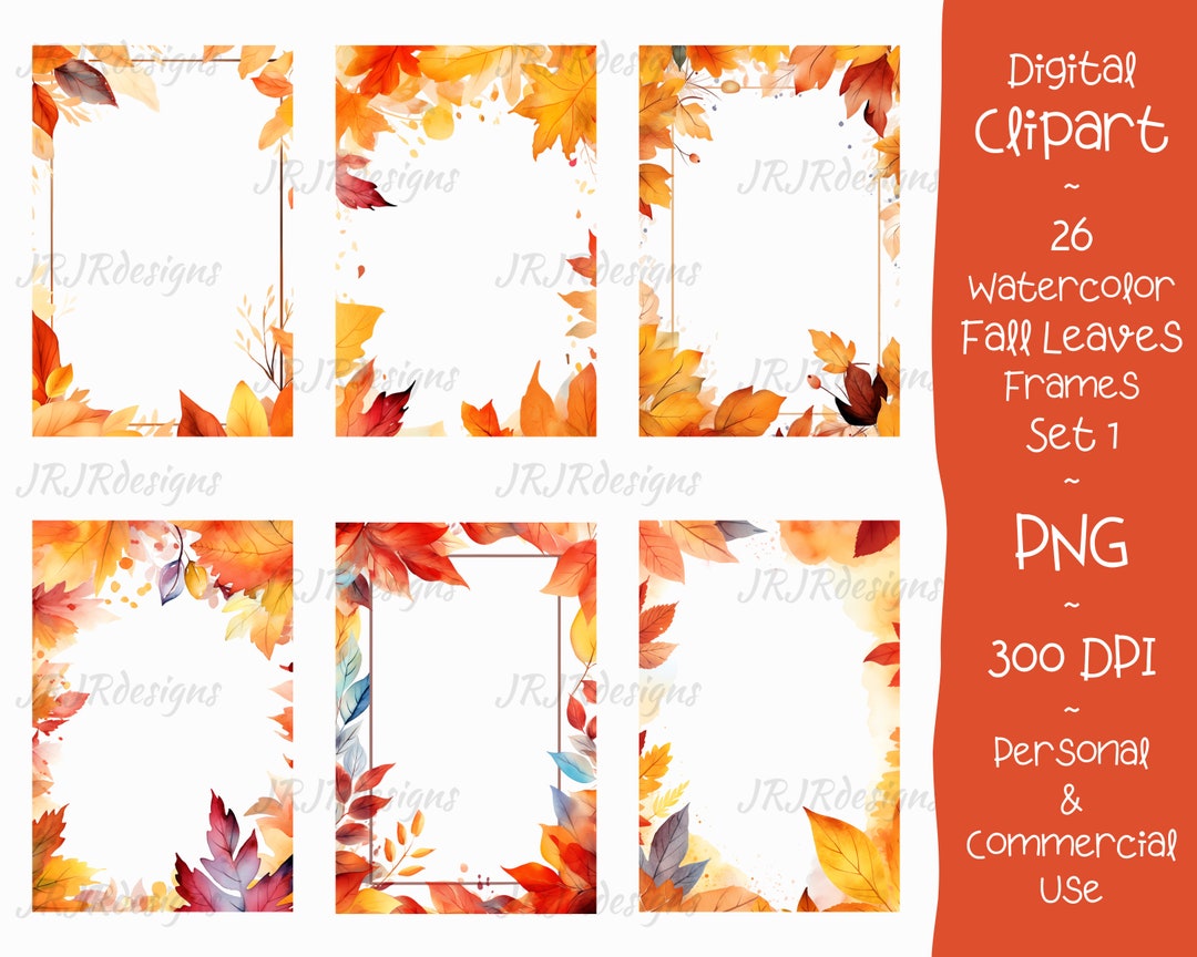 Watercolor Fall Leaves Frames Clipart Bundle (digital Download) - Etsy