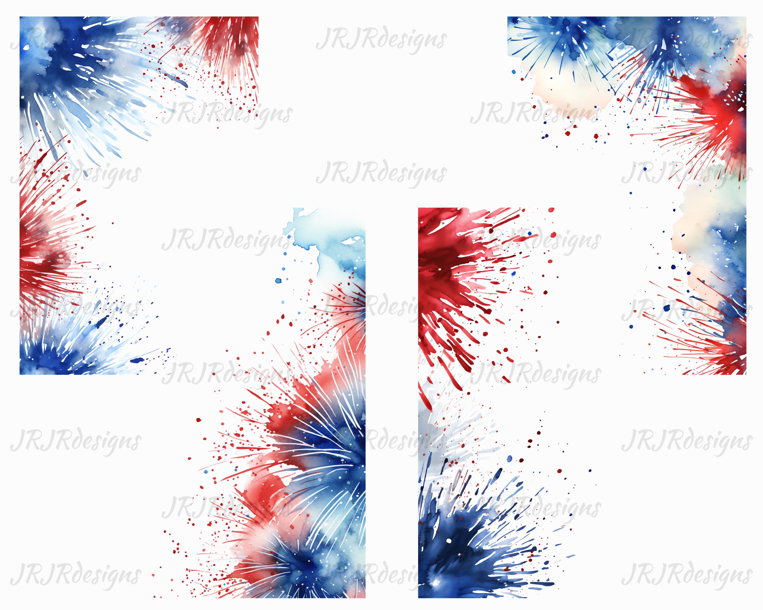 25 4th of July Fireworks Corner Frames Clipart Bundle | Aspect Ratio 2: ...