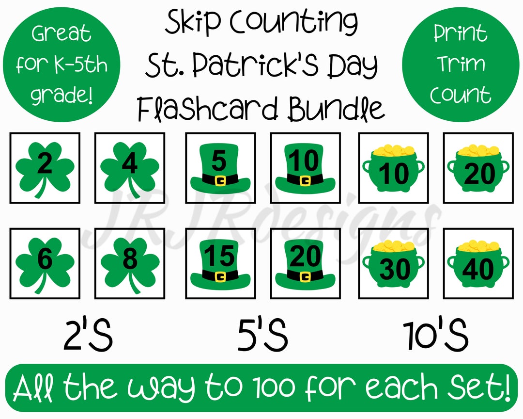 Skip Counting St. Patrick's Day Flashcard Bundle | Count by 2's 5's 10 ...
