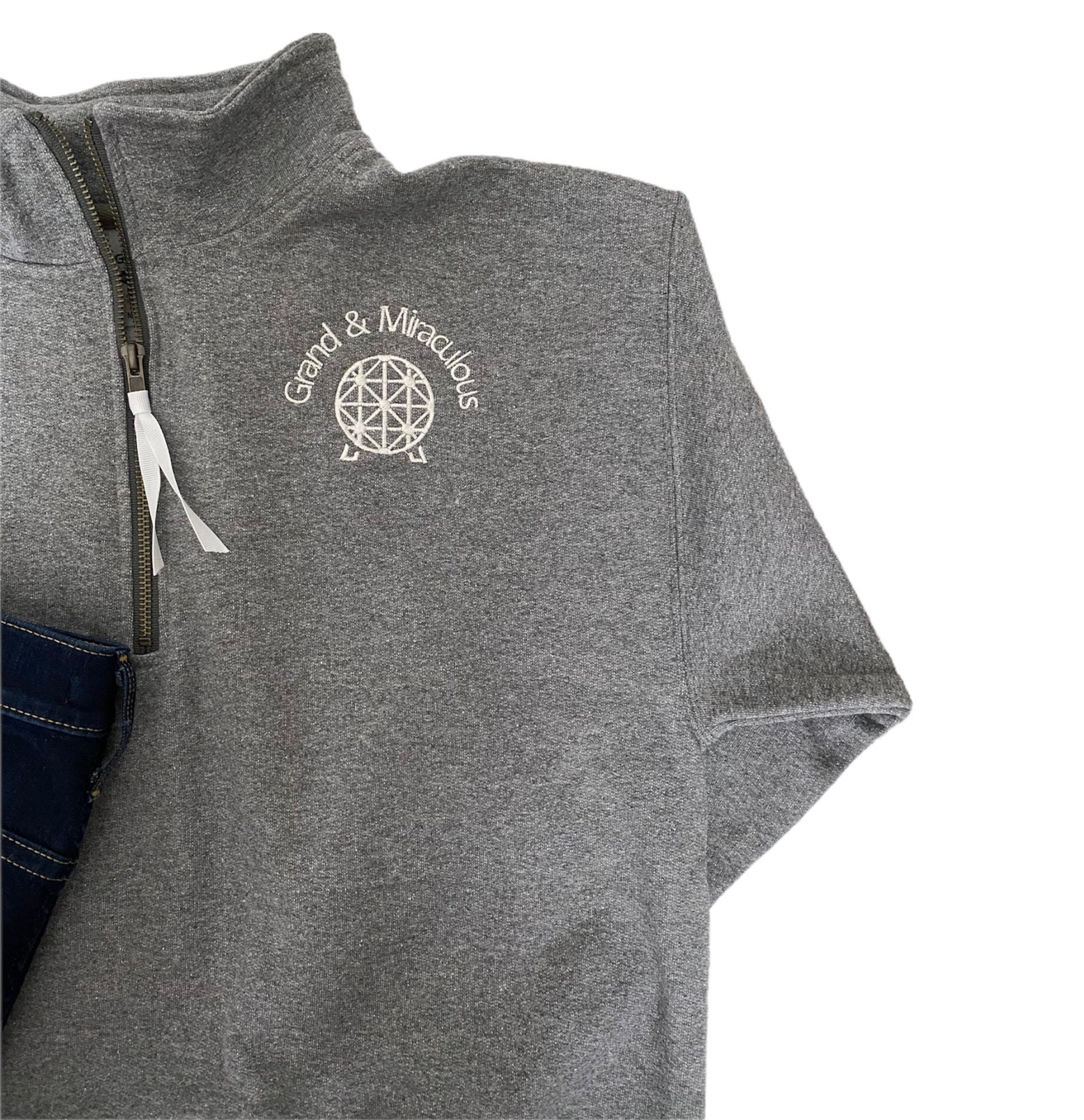 Embroidered Spaceship Earth Sweater, Quarter Zip Embroidered Sweater ...