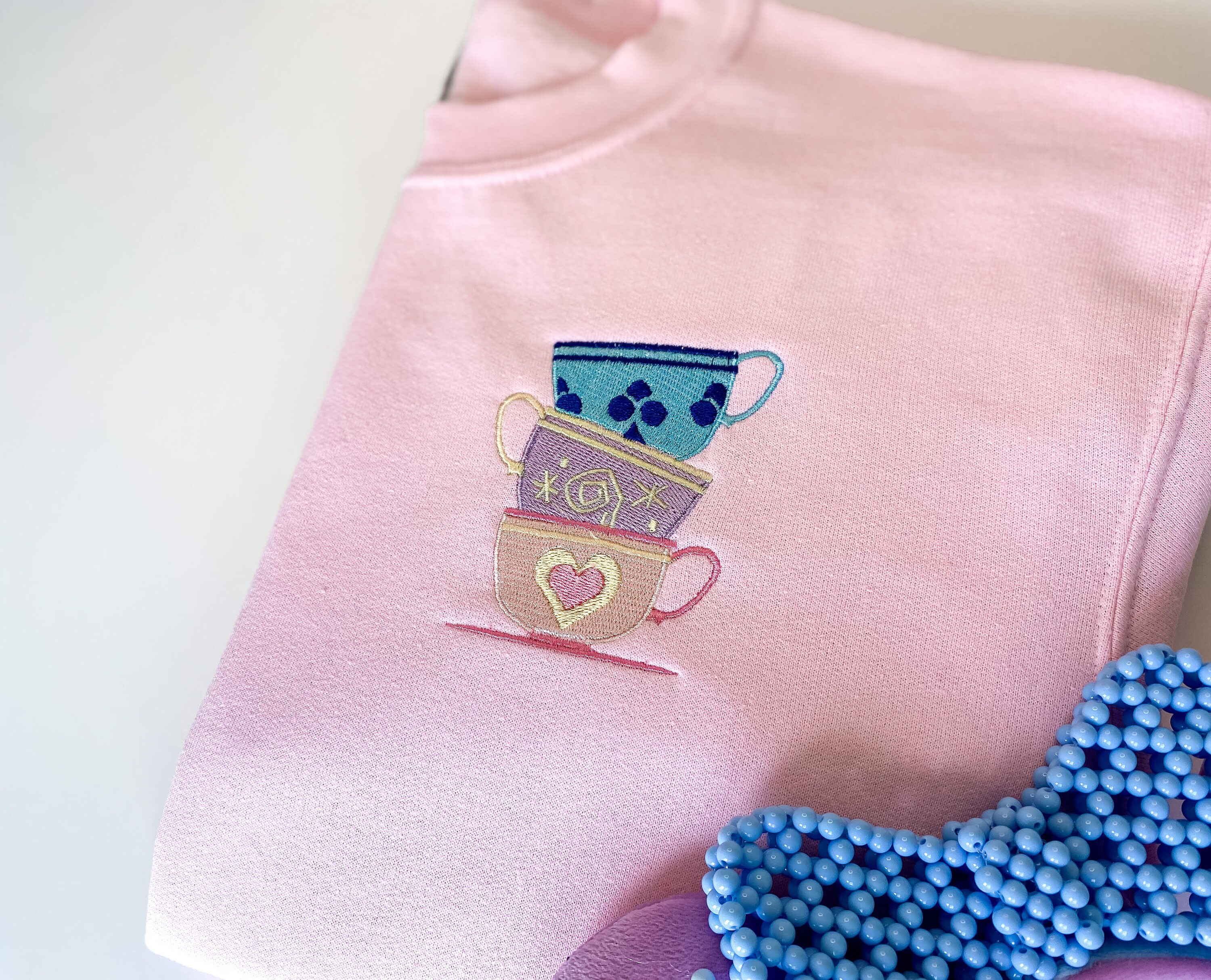 Tea Cups Embroidered Sweater, Disney Sweater, Walt Disney World ...