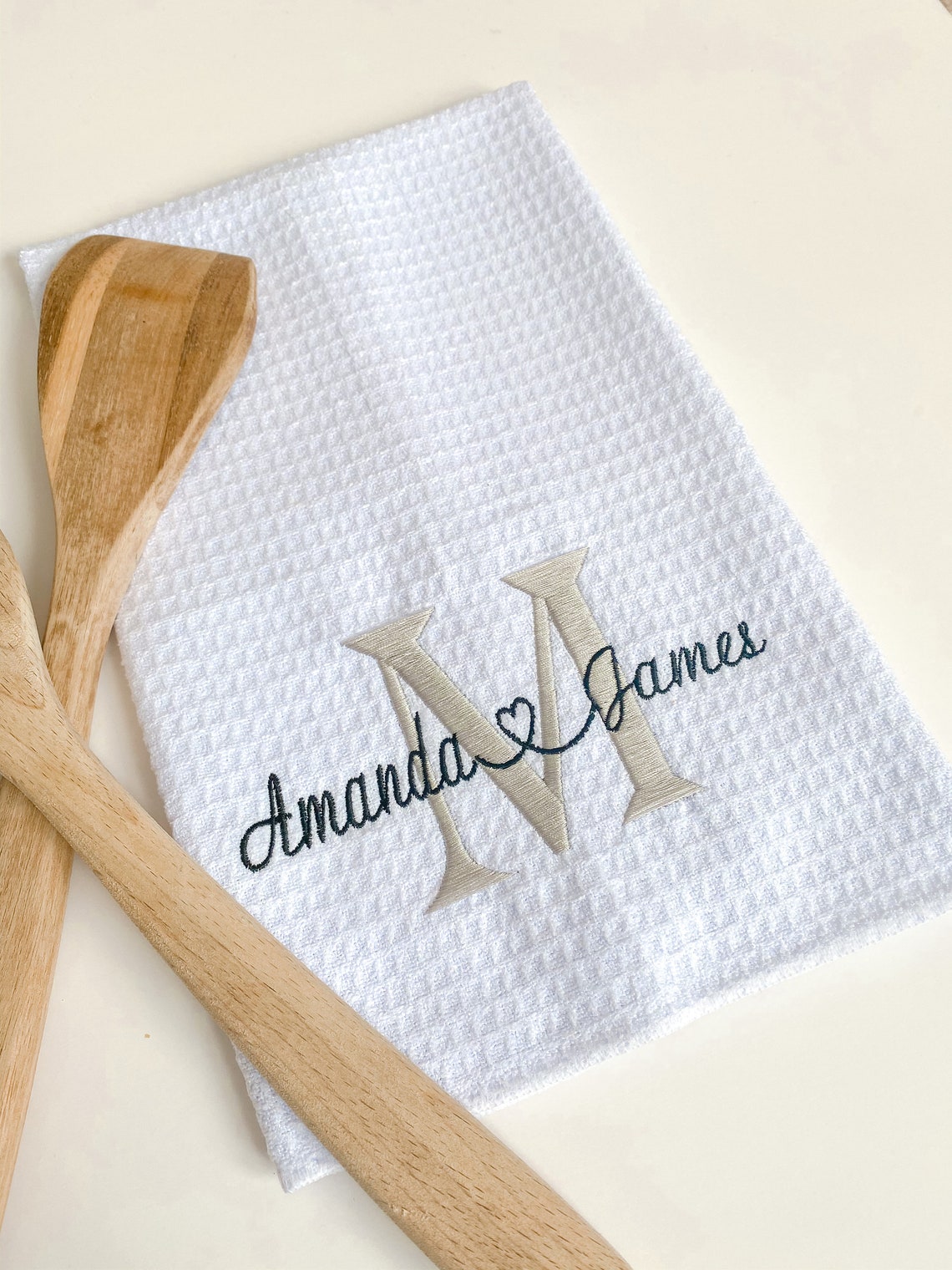 Personalized Embroidered Tea Towel - Customized Kitchen Towel - Kitchen ...