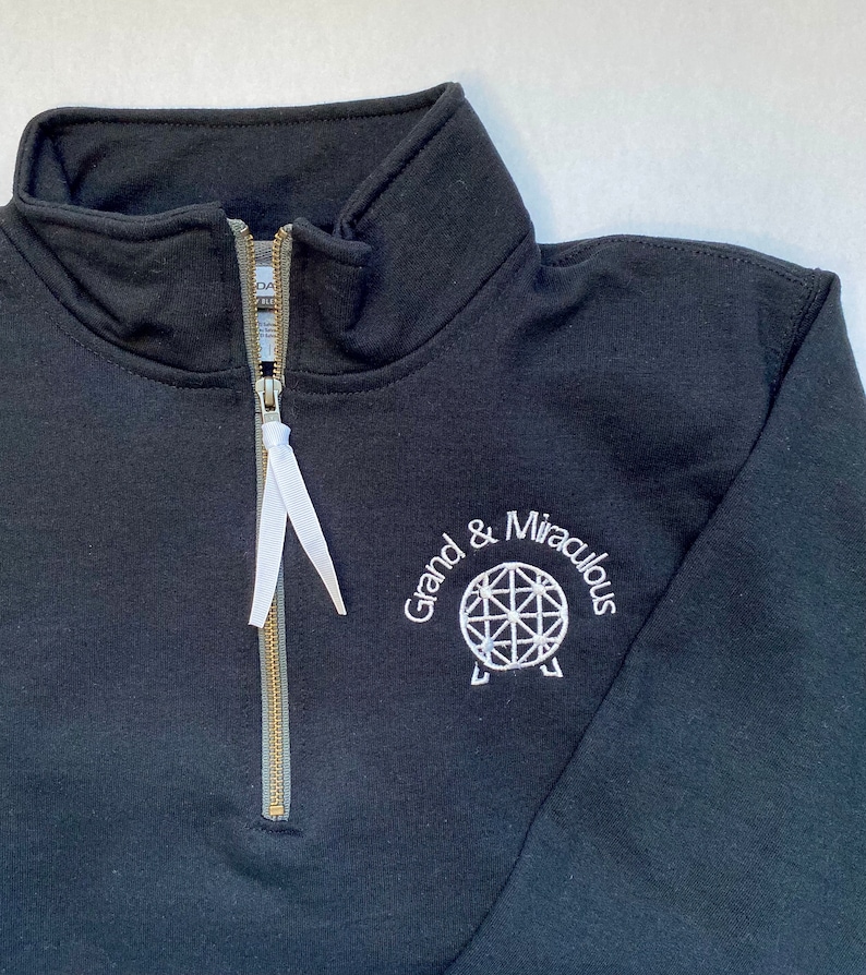 Embroidered Spaceship Earth Sweater, Quarter Zip Embroidered Sweater ...