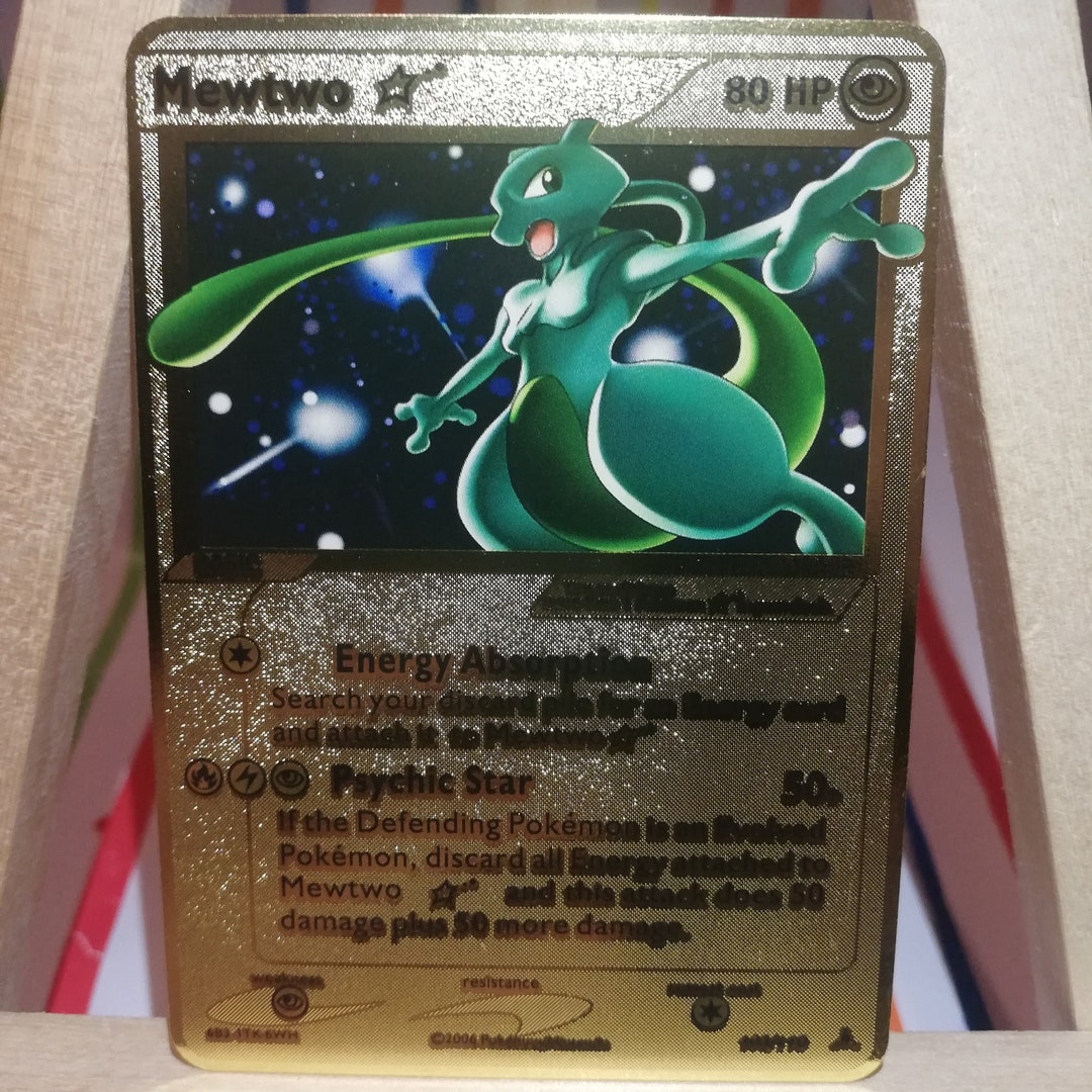Mewtwo Star Gold Metal Custom Made Cards Golden Metal - Etsy