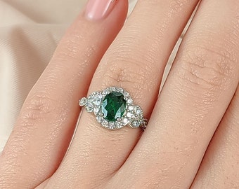 Oval Emerald Stone Ring - Etsy