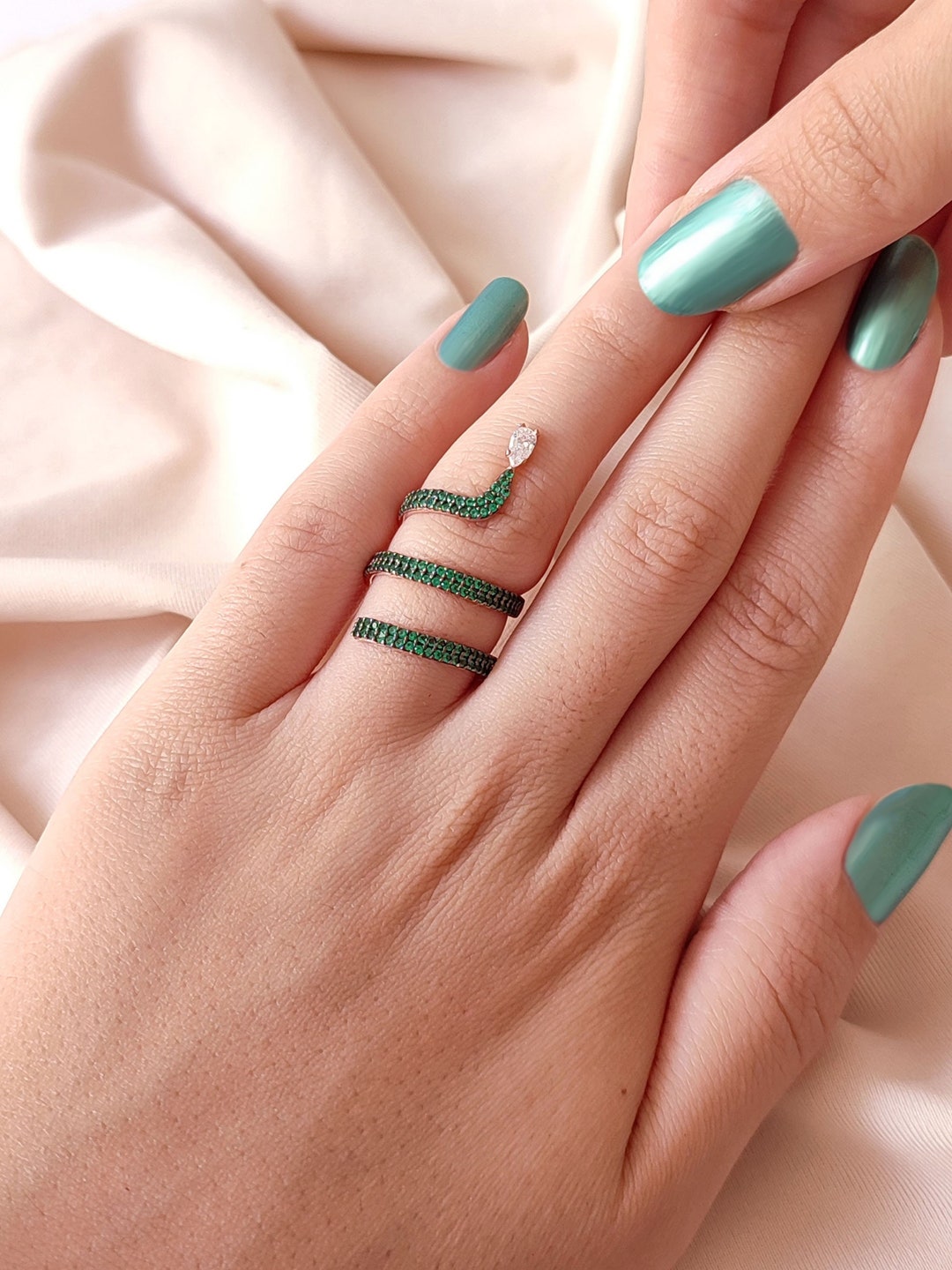 Emerald Spiral Rose Gold Ring Emerald Jewelry Spiral - Etsy
