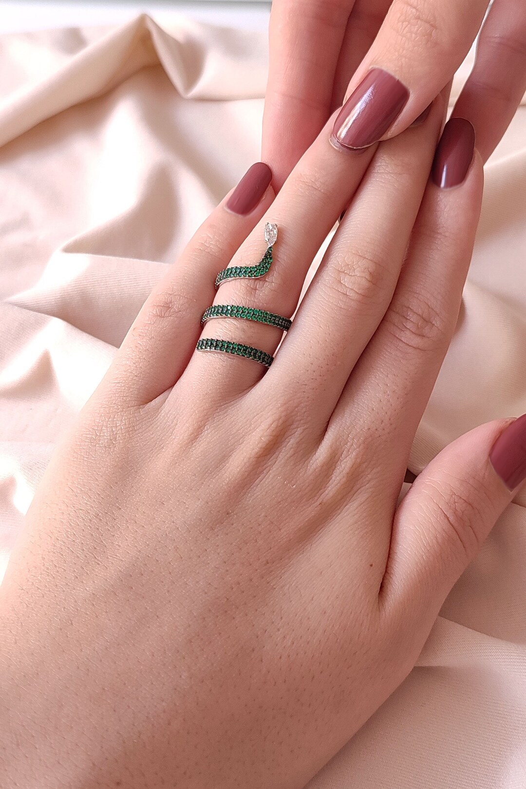 Emerald Spiral Ring Emerald Jewelry Spiral Jewelry Dainty - Etsy