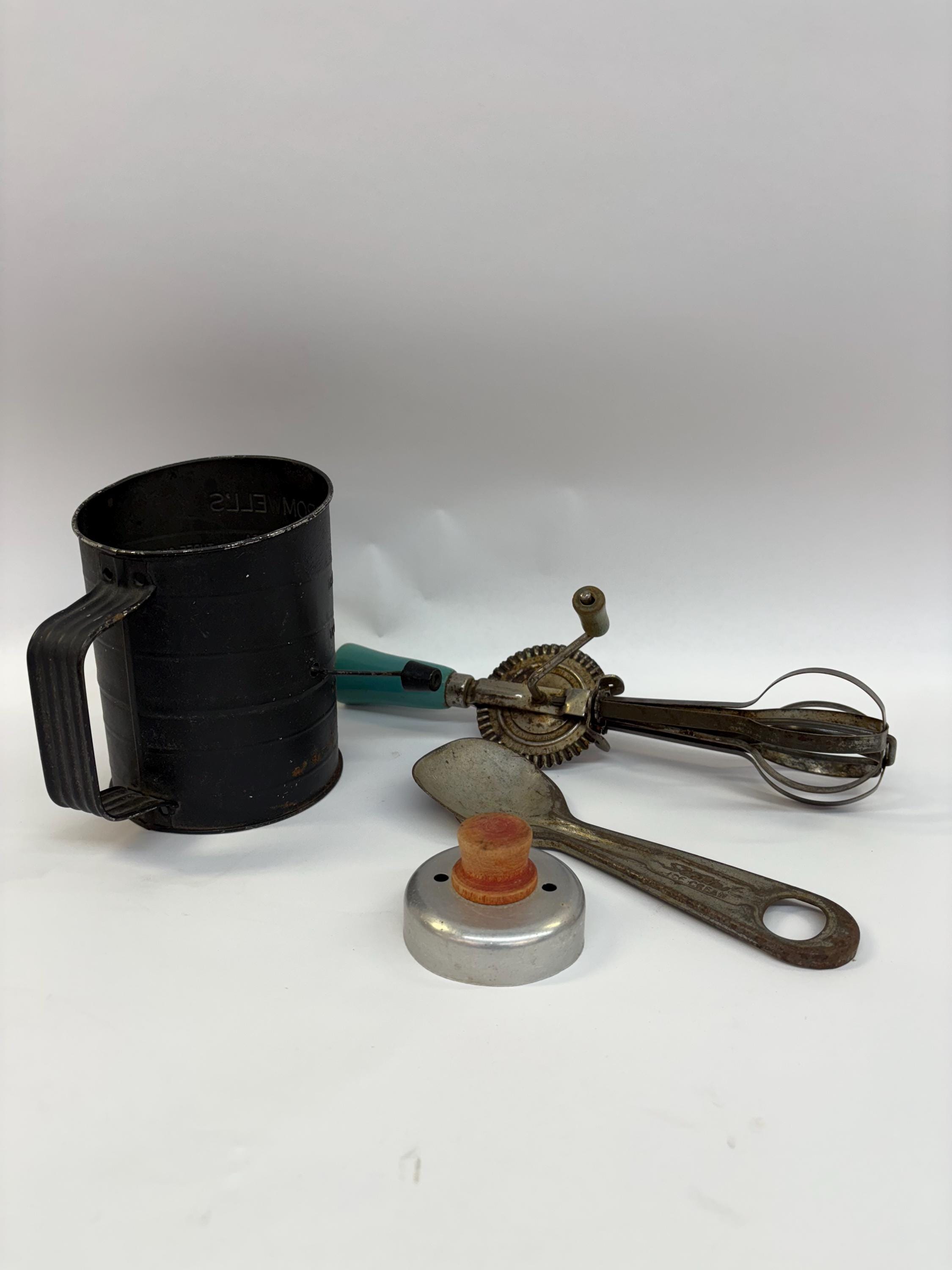 Antique Vintage Kitchen Tools Utensils Bromwell's Flour Sifter Sealtest ...