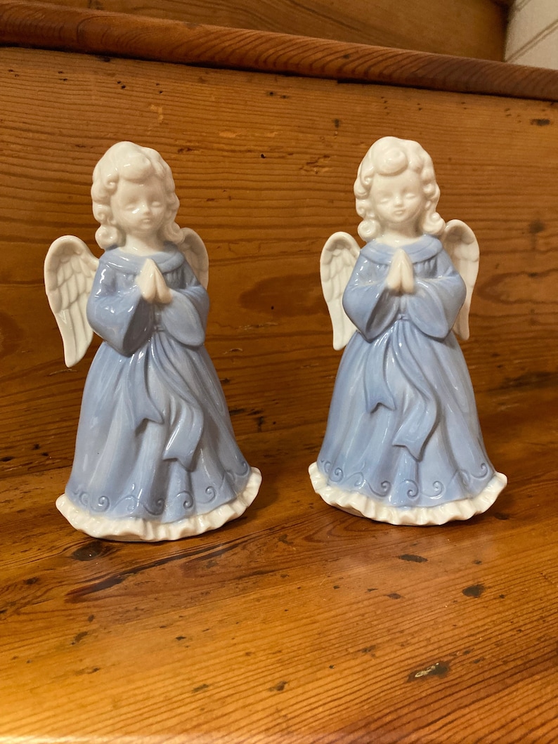 Antique Vintage Inarco Japan Angels Pair Set Figurines Collectible Blue ...
