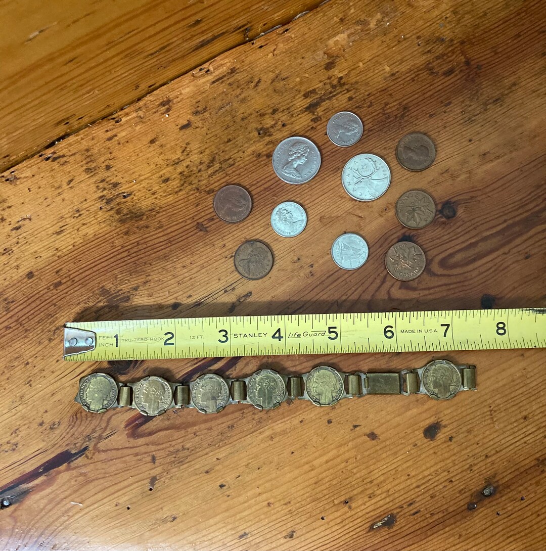 Antique Vintage 1920's French Coin Art Deco Bracelet Canada Canadian ...