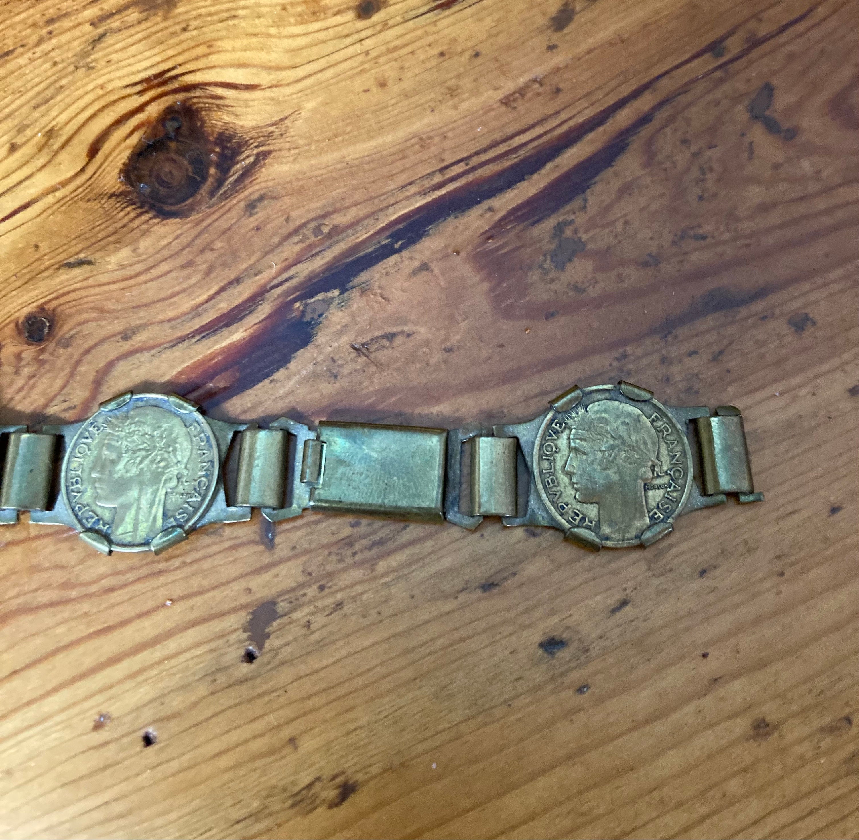 Antique Vintage 1920's French Coin Art Deco Bracelet Canada Canadian ...