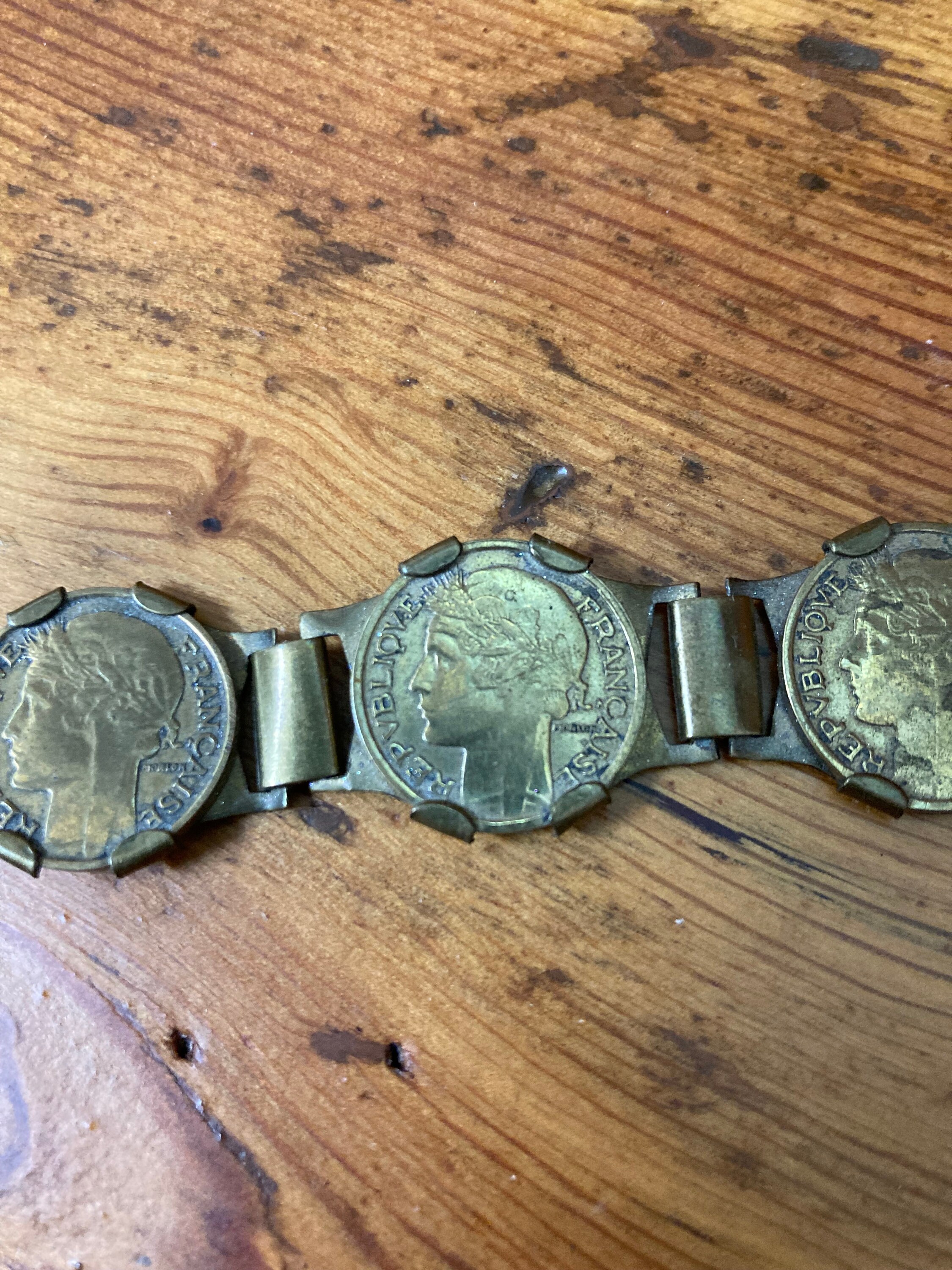 Antique Vintage 1920's French Coin Art Deco Bracelet Canada Canadian ...