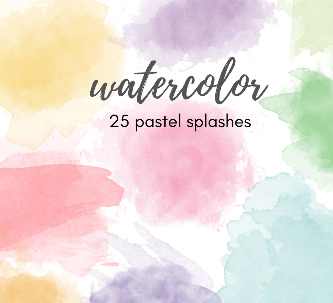 Watercolor Splashes Clipart - Commercial Use- Pastel Watercolor ...