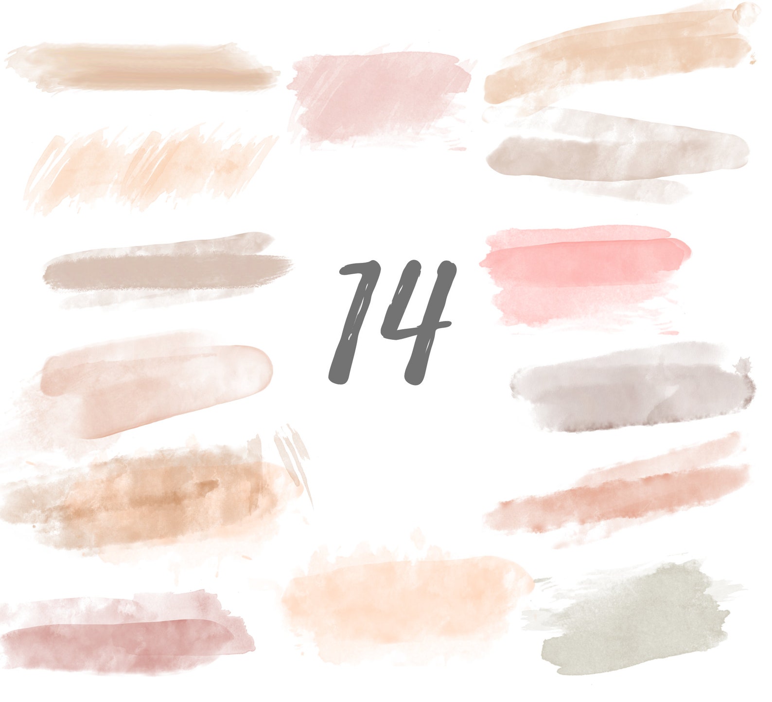 Pastel Watercolor Clipart, Watercolor Paint Strokes, Paint Splashes ...