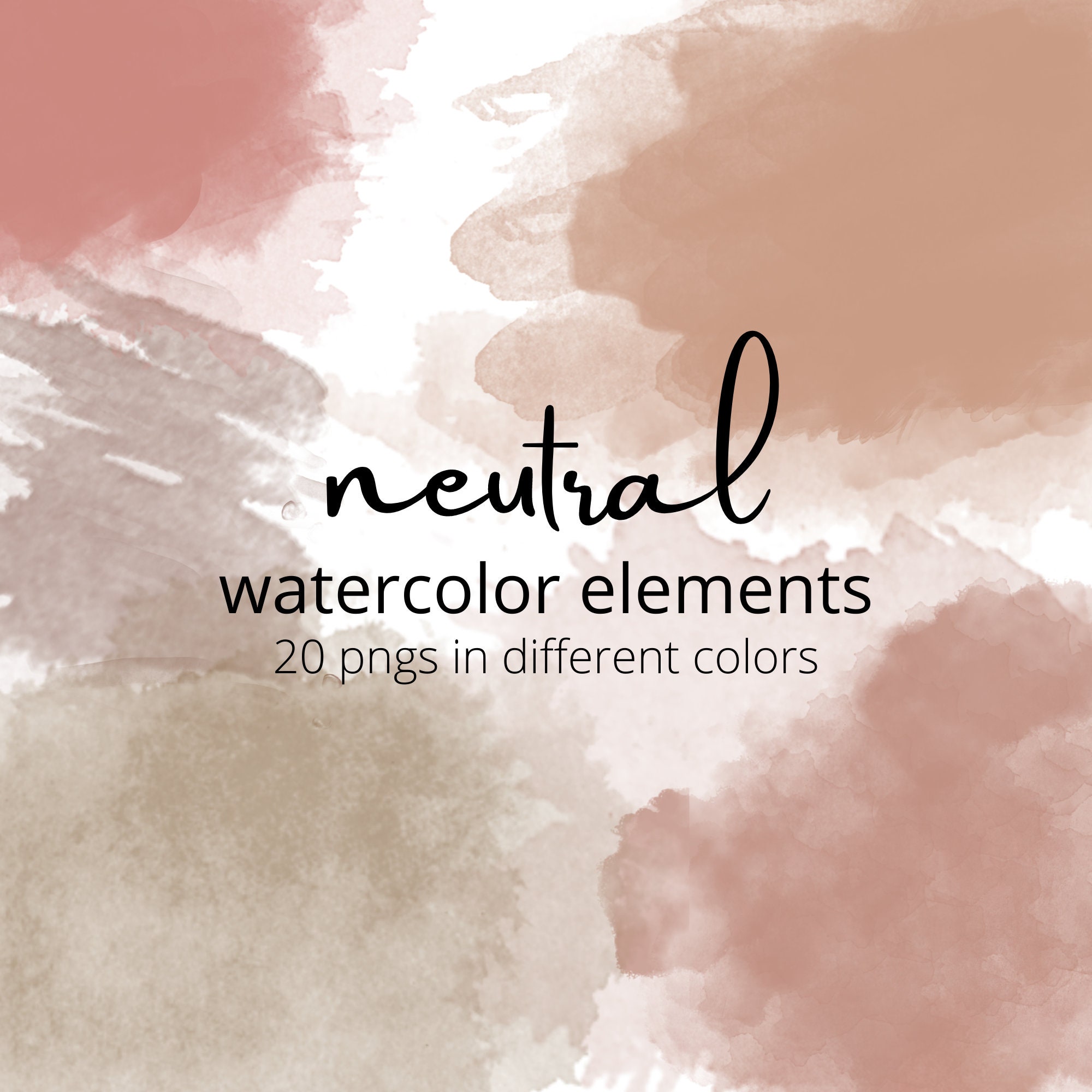 Watercolor Clipart Elements - Neutral Splashes - Boho Clipart ...
