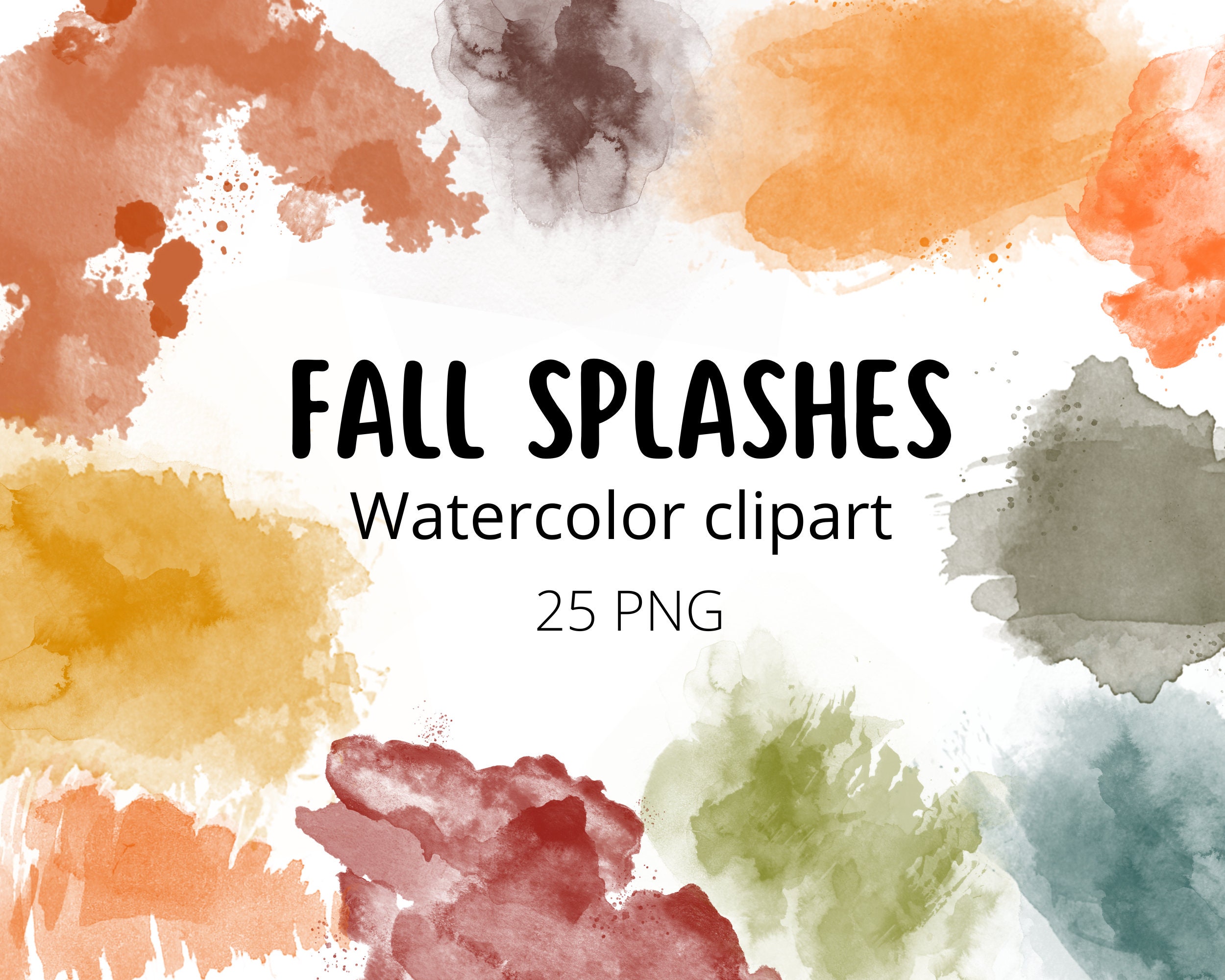 Watercolor Splashes, Watercolor Clipart, Paint Splashes, Paint Splatter ...