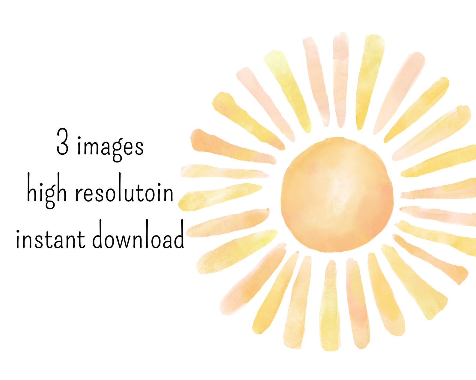 Watercolor Sun Clipart - Sun Svg - Watercolor Clipart - Sun Png ...