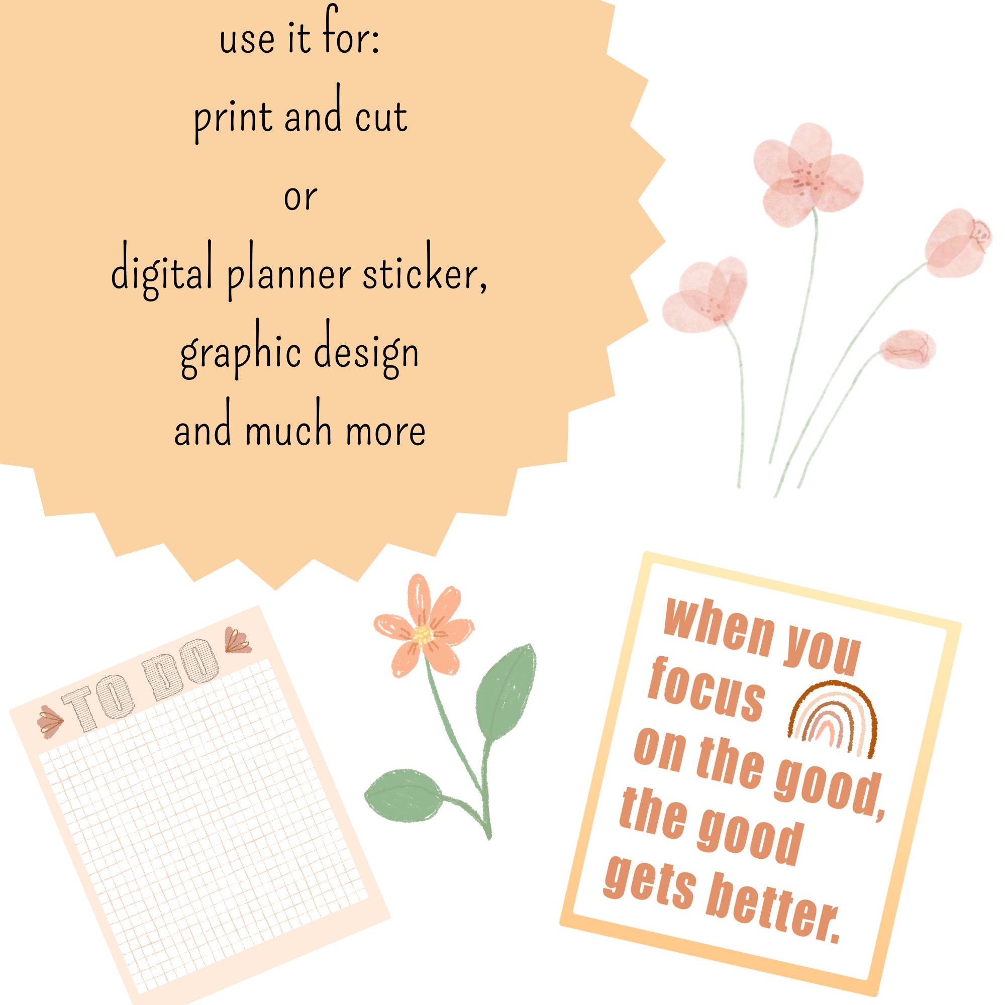 Self Care Clipart - Positivity - Self-love, Goodnotes, Ipad, Commercial ...