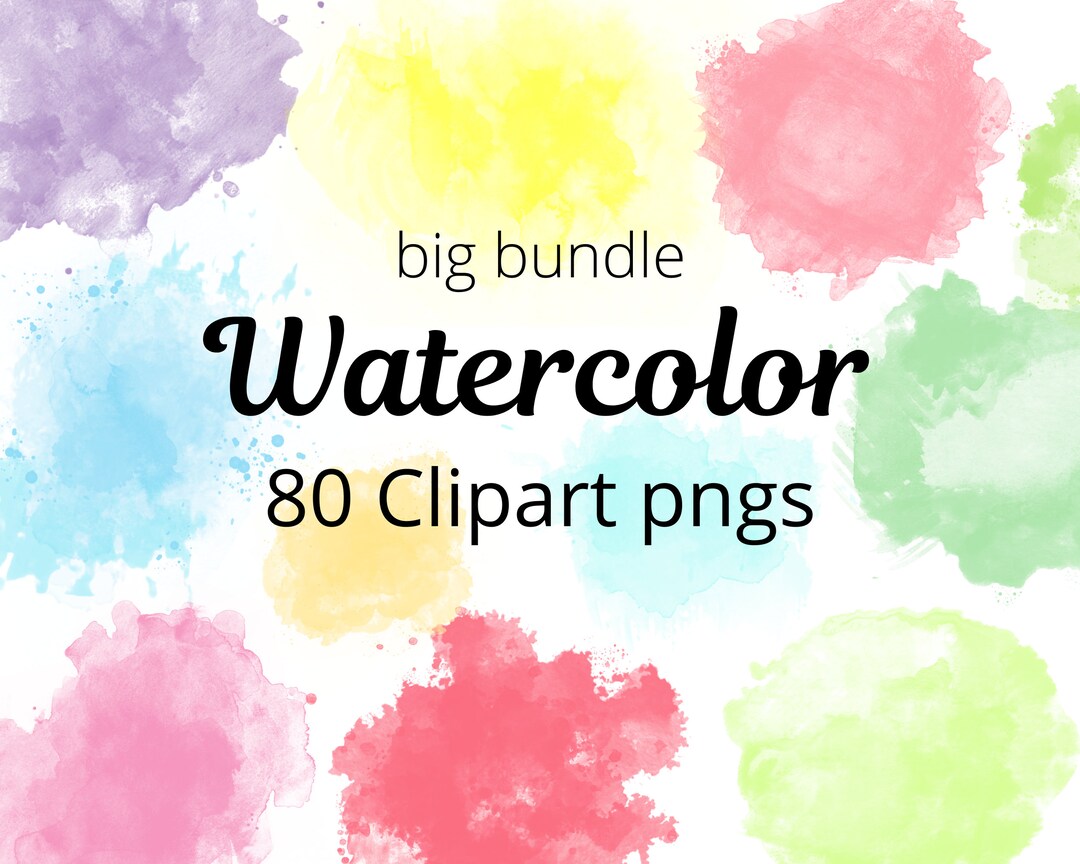 BIG Clipart Bundle - Watercolor Splatter Clipart - Pastel Watercolor ...