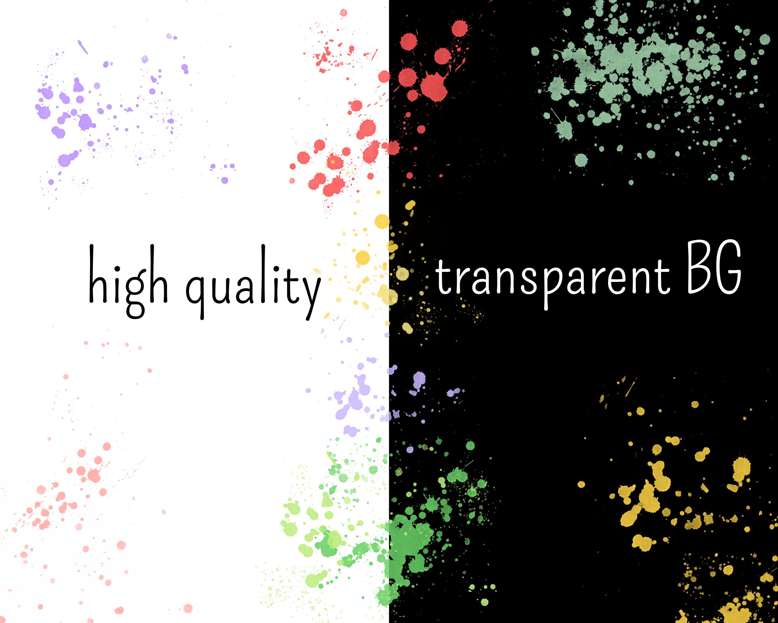 Neon Watercolor Splatter Clipart - Watercolor Png - Paint Splashes Png ...