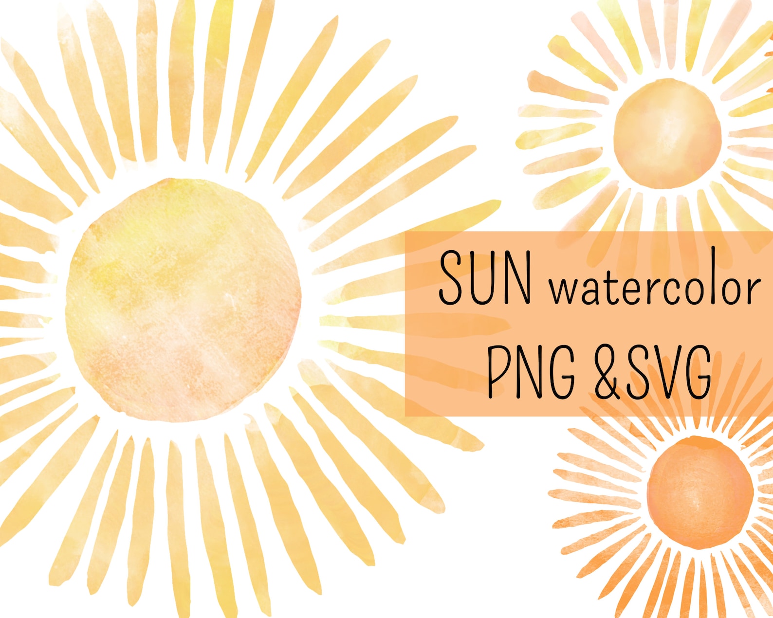 Watercolor Sun Clipart - Sun Svg - Watercolor Clipart - Sun Png ...