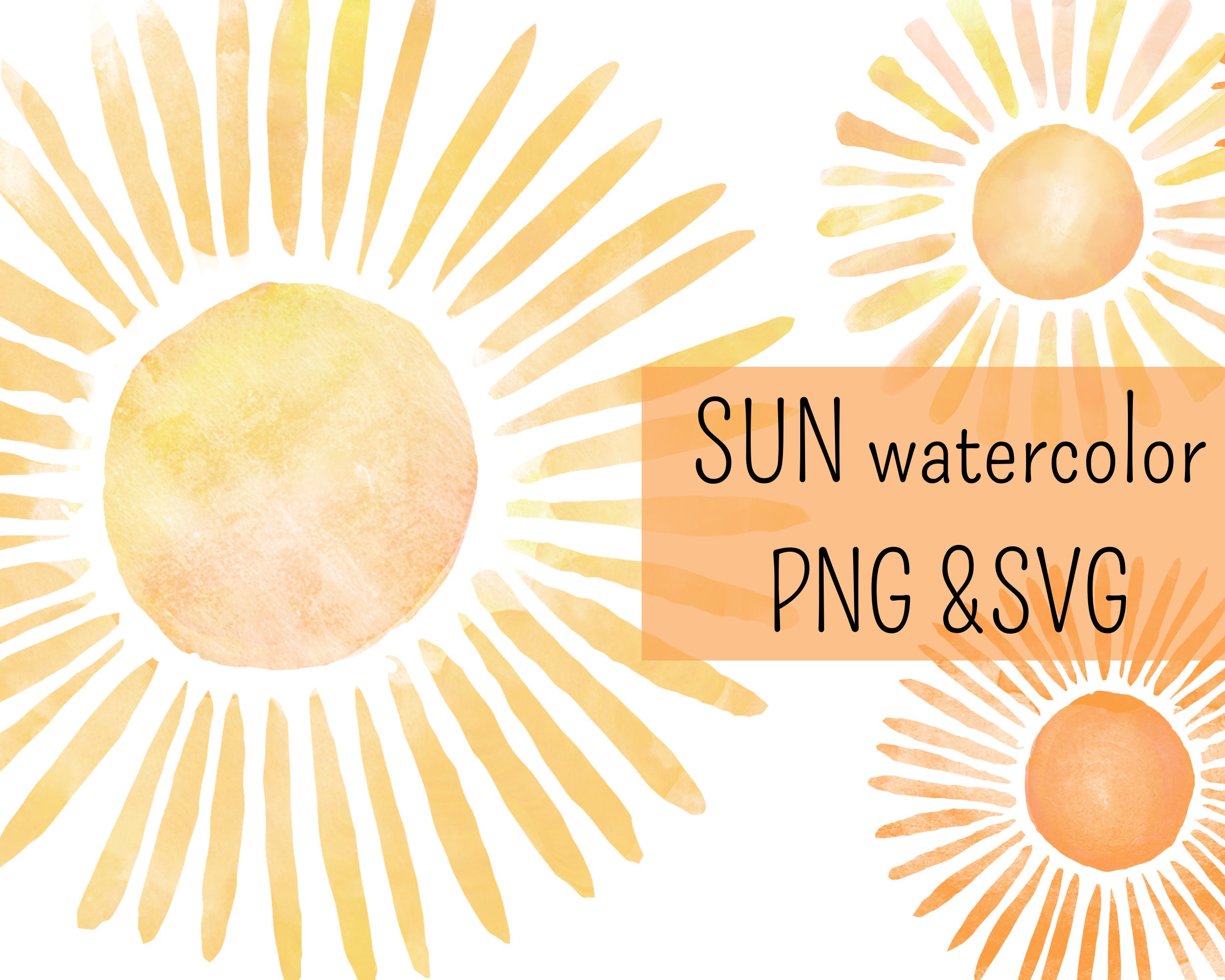 Watercolor Sun Clipart Sun Svg Watercolor Clipart Sun - Etsy Australia