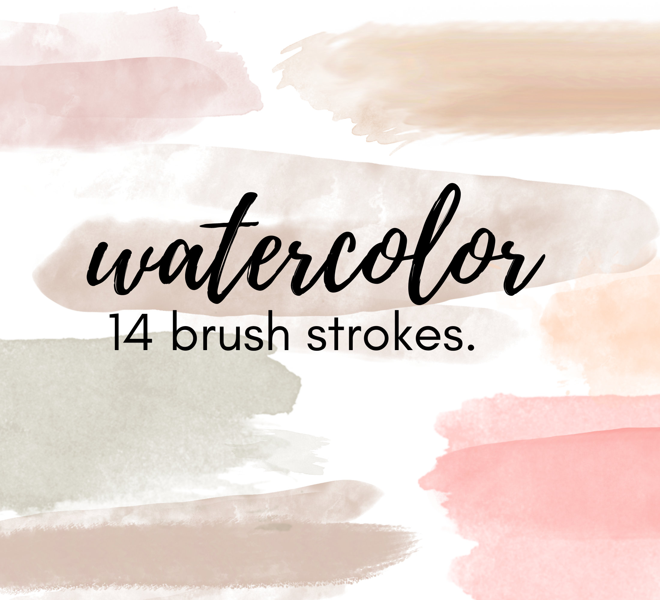 Pastel Watercolor Clipart, Watercolor Paint Strokes, Paint Splashes ...