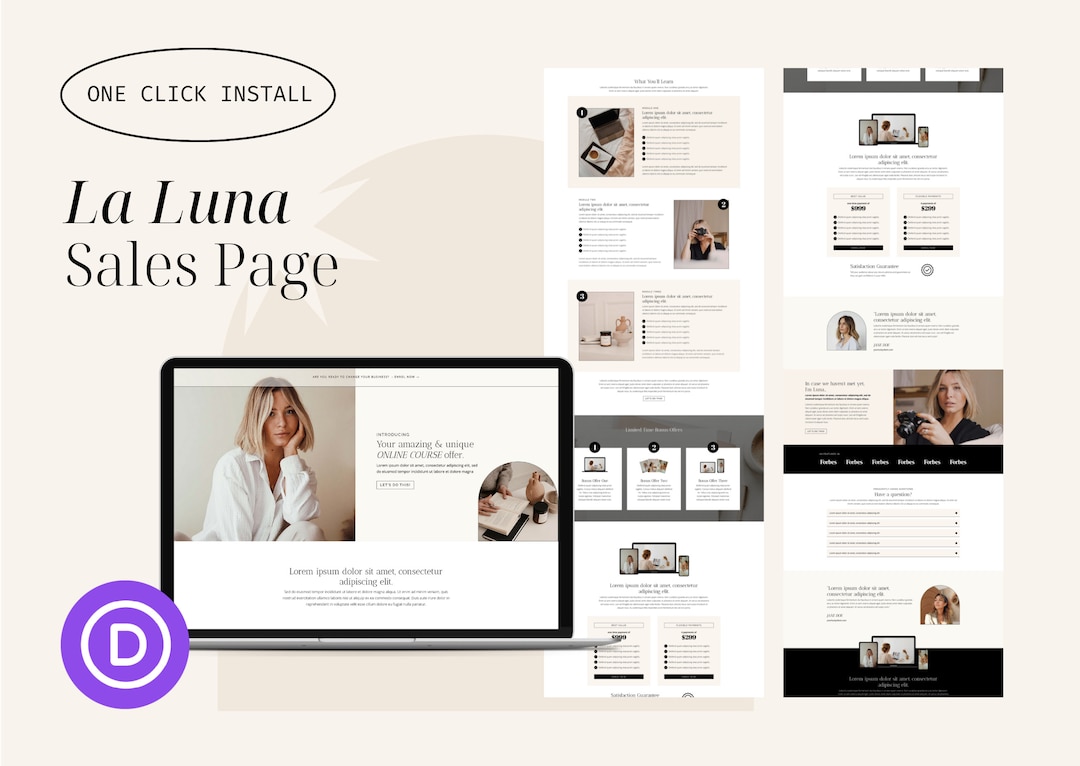 La Luna Sales Funnel Page Template for Divi Theme & Wordpress | for ...