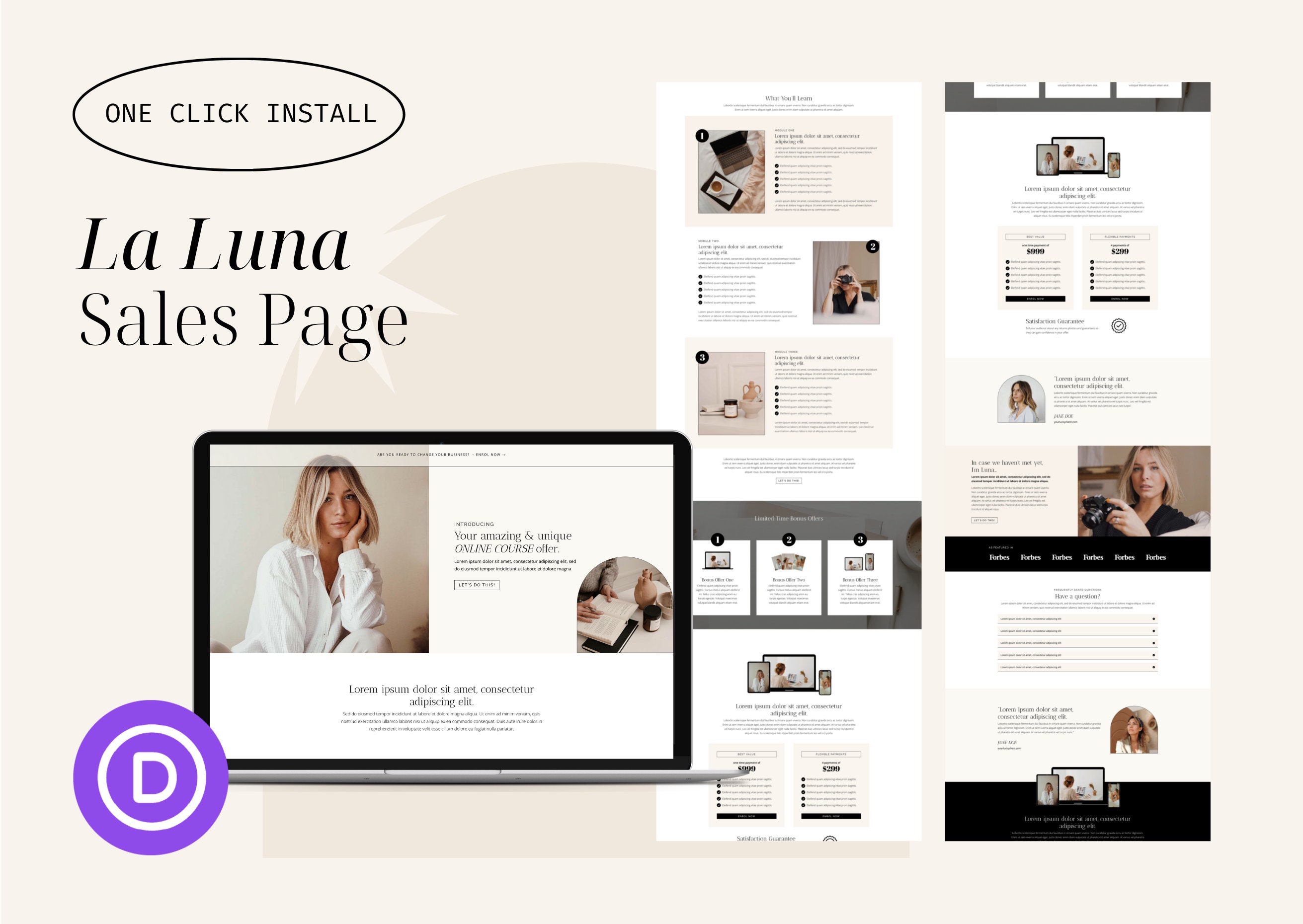 La Luna Sales Funnel Page Template for Divi Theme & Wordpress | for ...