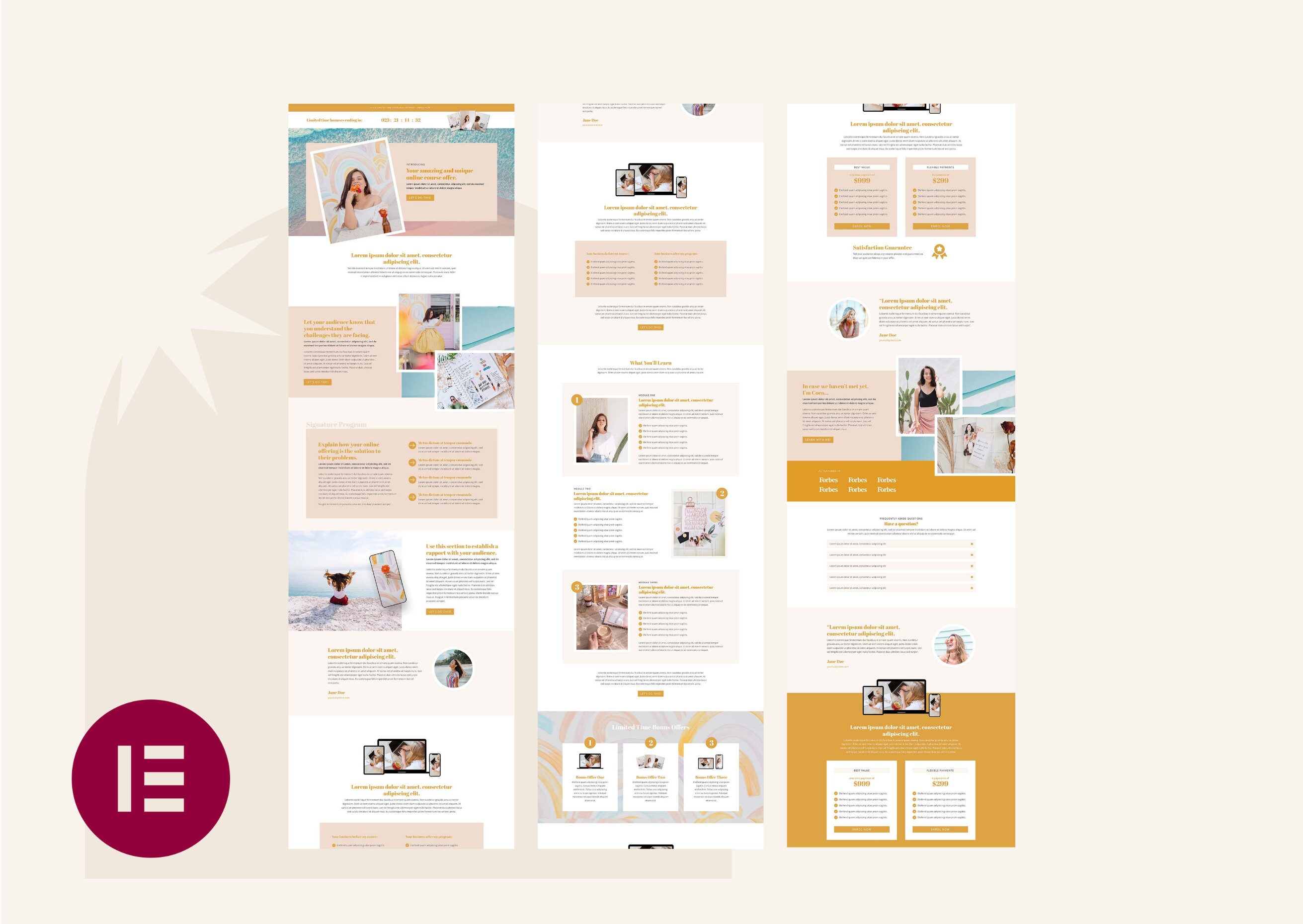 Coco Sales Funnel Page Template for Elementor & Wordpress - Etsy