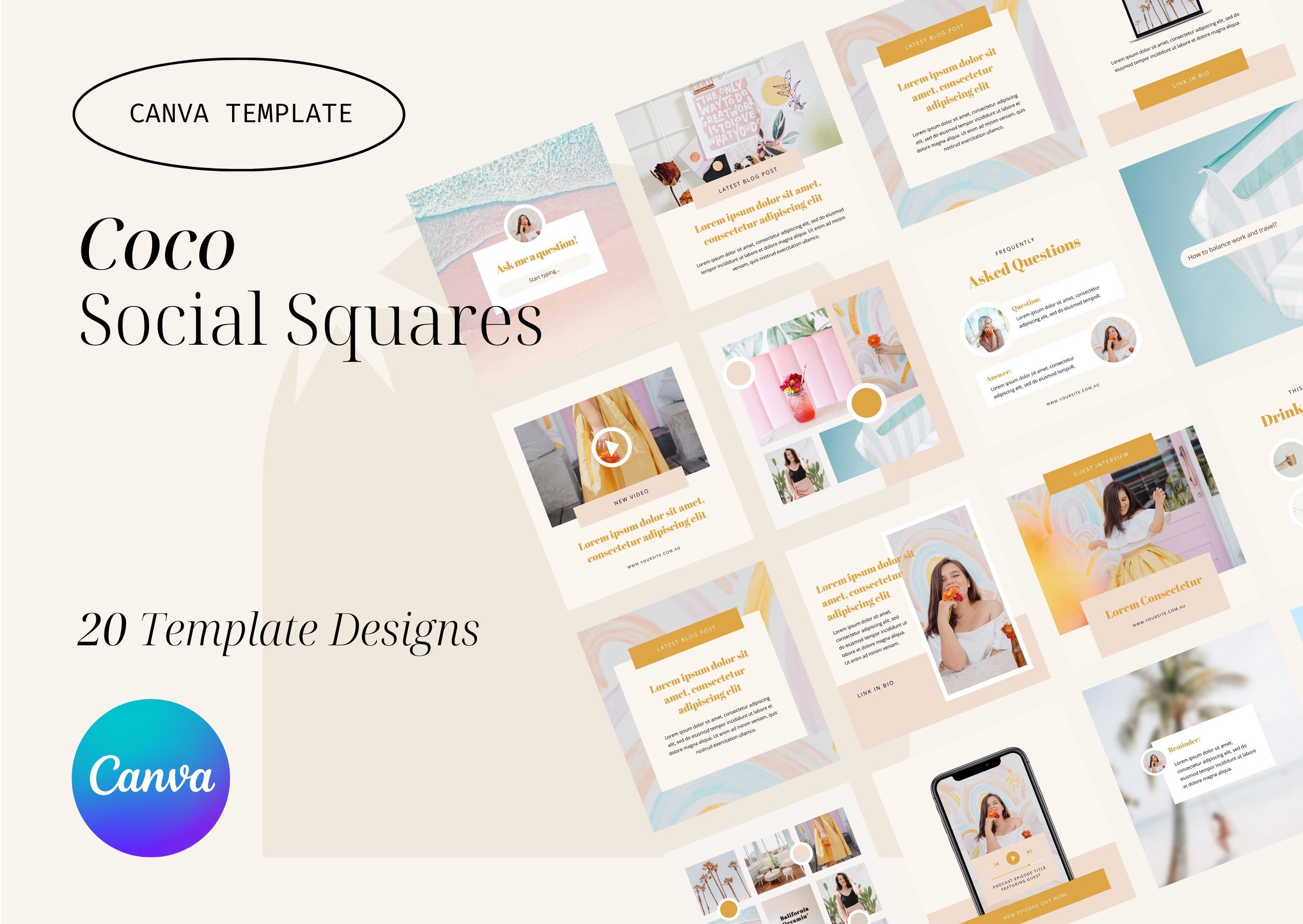 Coco Instagram Social Media Canva Templates 20 Designs Instagram ...