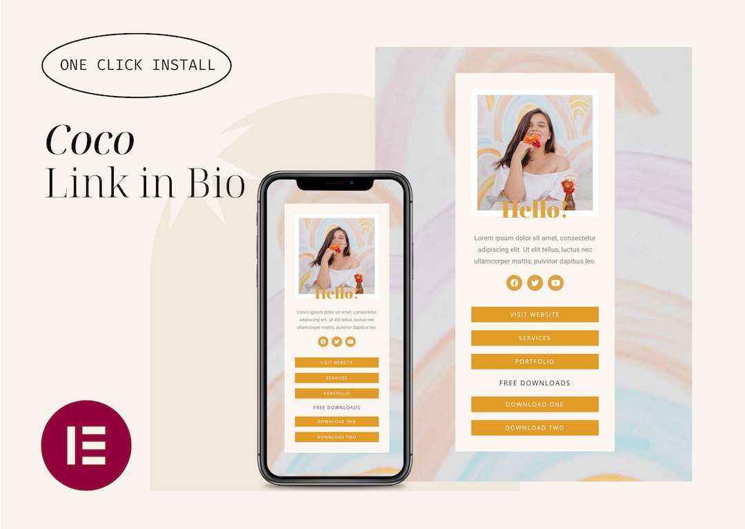 Coco Instagram Link in Bio Template for Wordpress/elementor Builder - Etsy