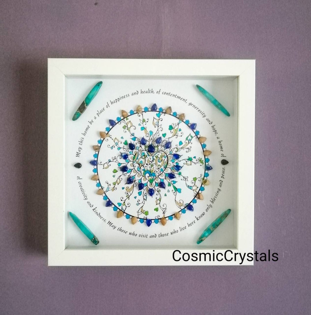 House Blessing Crystal Grid, Crystal Art, Framed Crystal , Positive ...