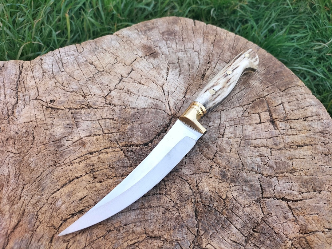 DEER ANTLER KNIFE, Stag Handle Hunting Knife, Custom Kitchen Knife ...