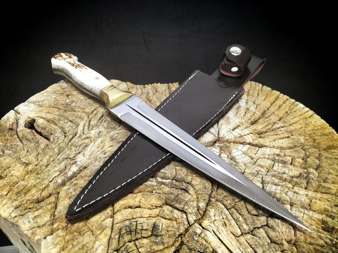 DEER ANTLER KNIFE, Double Edge Knife, Antler Knife, Brass With Deer ...