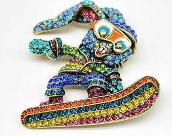 Swarovski Bunny Pin - Etsy