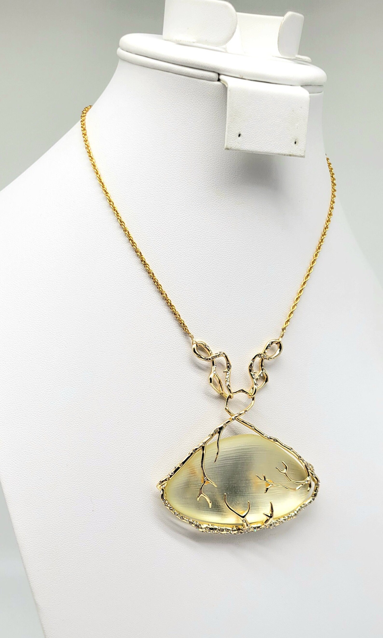 Lucite Pendant Necklace, Alexis Bittar Pendant Necklace, Gold Branch ...