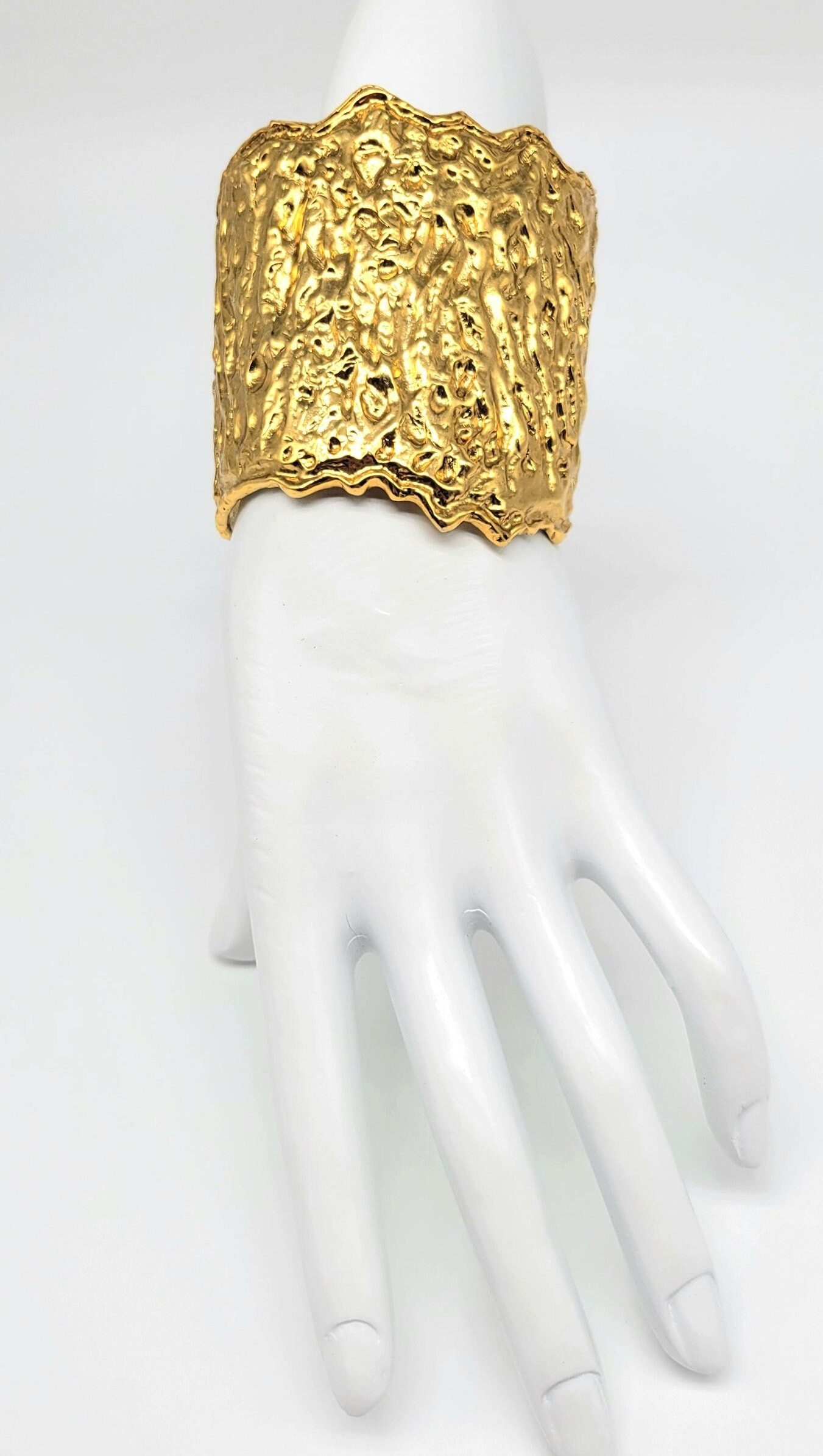 Wide Gold Cuff, Gold Statement Cuff, Textured Gold Cuff, Bold Gold ...