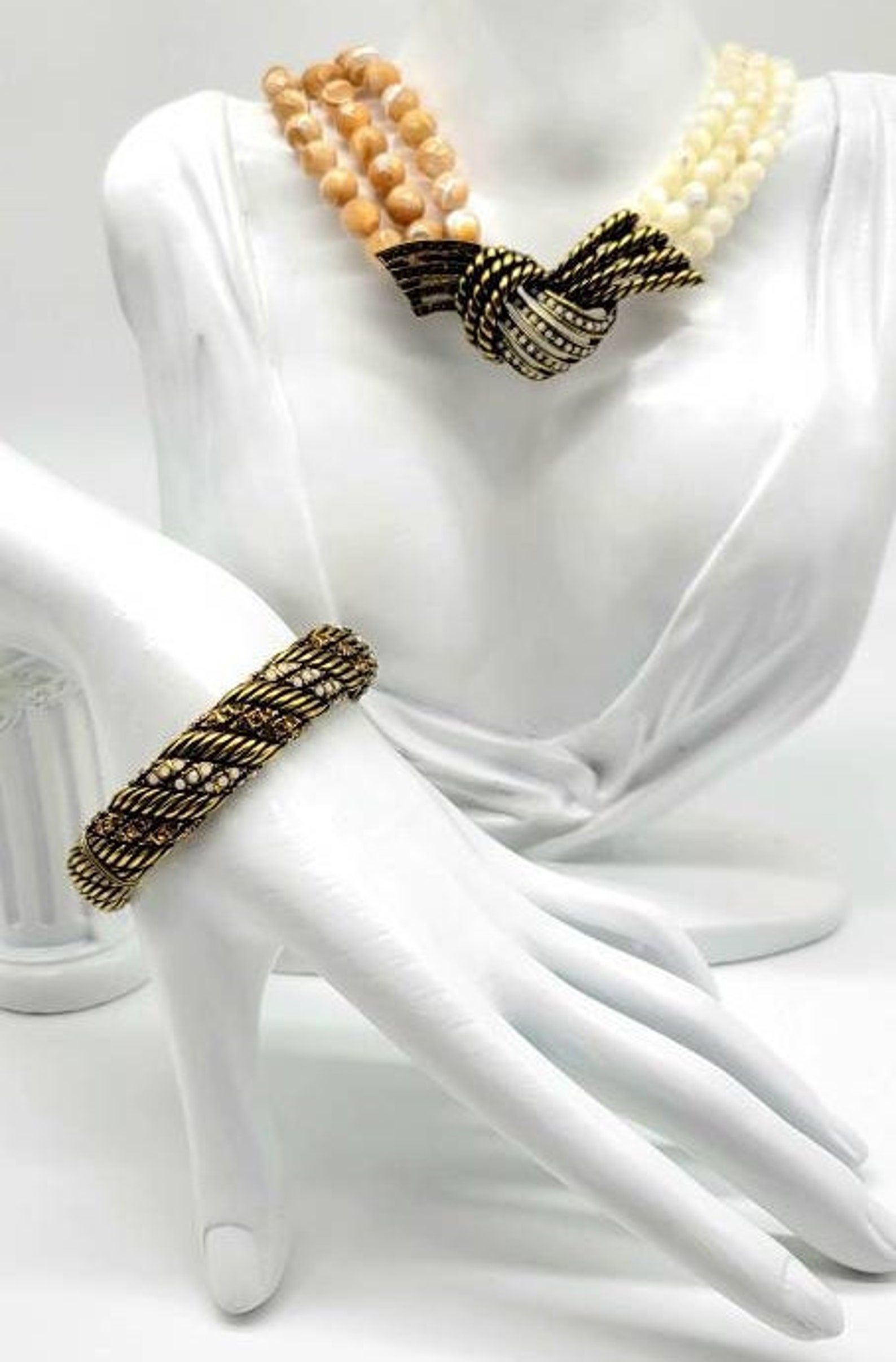 Knot Necklace Gold, Braided Bangle Bracelet, Heidi Daus Set, Gold Twist ...