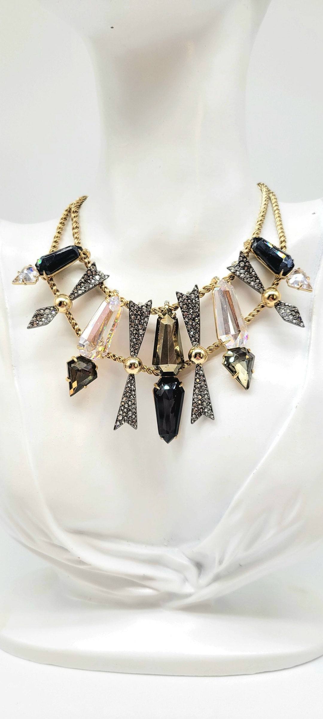 Spike Necklace Chain, Crystal Spike Choker, Spike Necklace Gold, Spiky ...