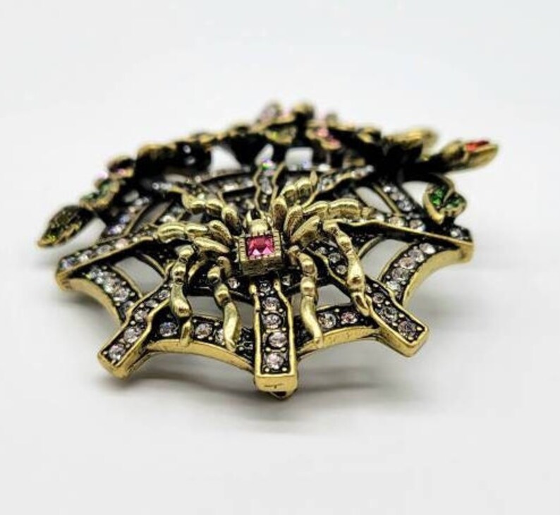 Spider Web Brooch, Spider Web Pin, Spider Web Jewelry, Rhinestone ...