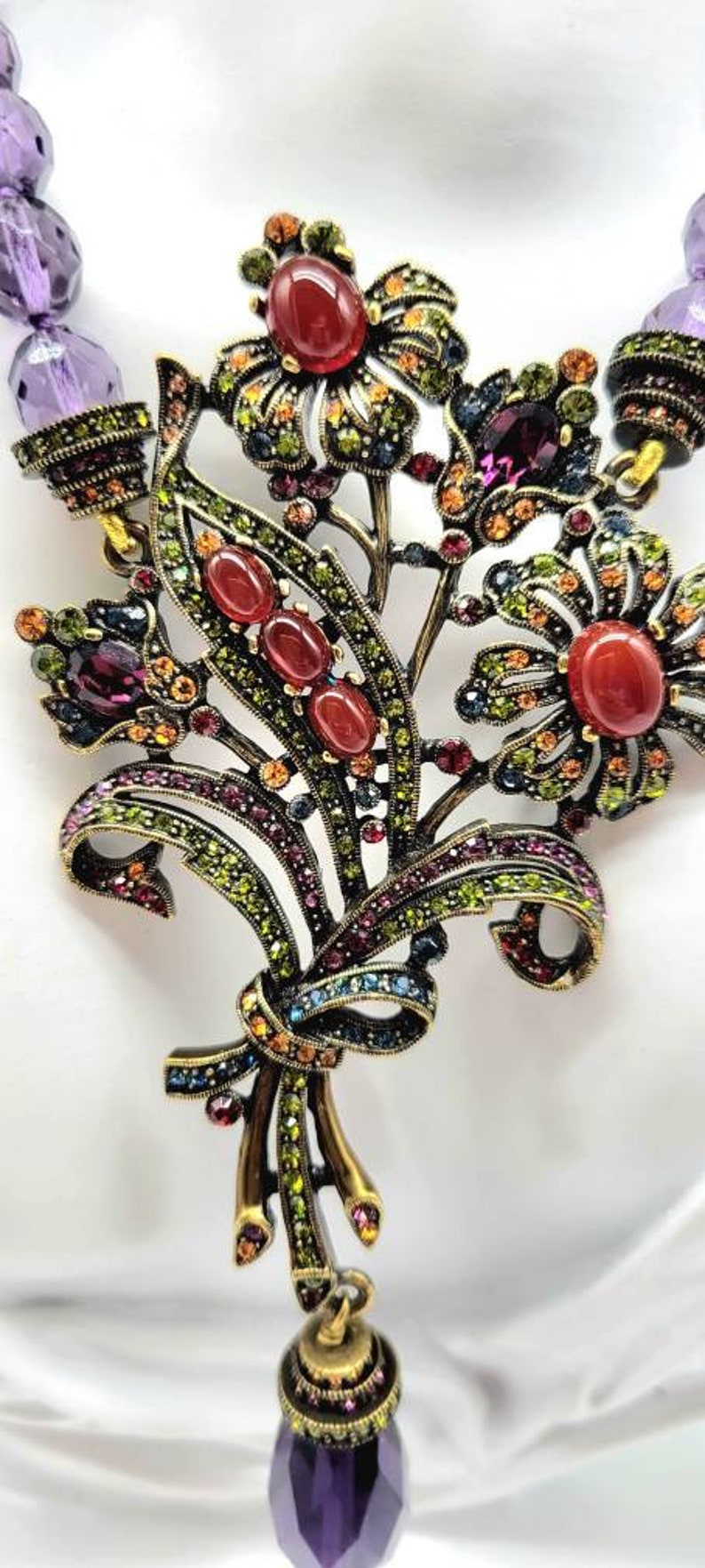 Multi Color Flower Necklace, Amethyst Flower Necklace, Flower Bouquet ...